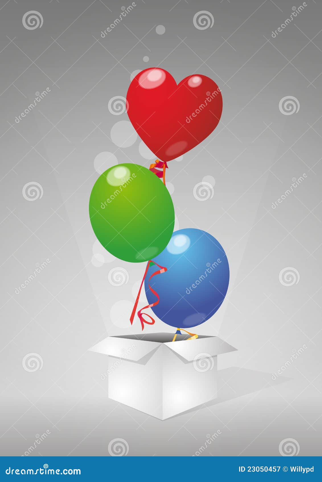 Balloon box stock vector. Illustration of heart, open - 23050457