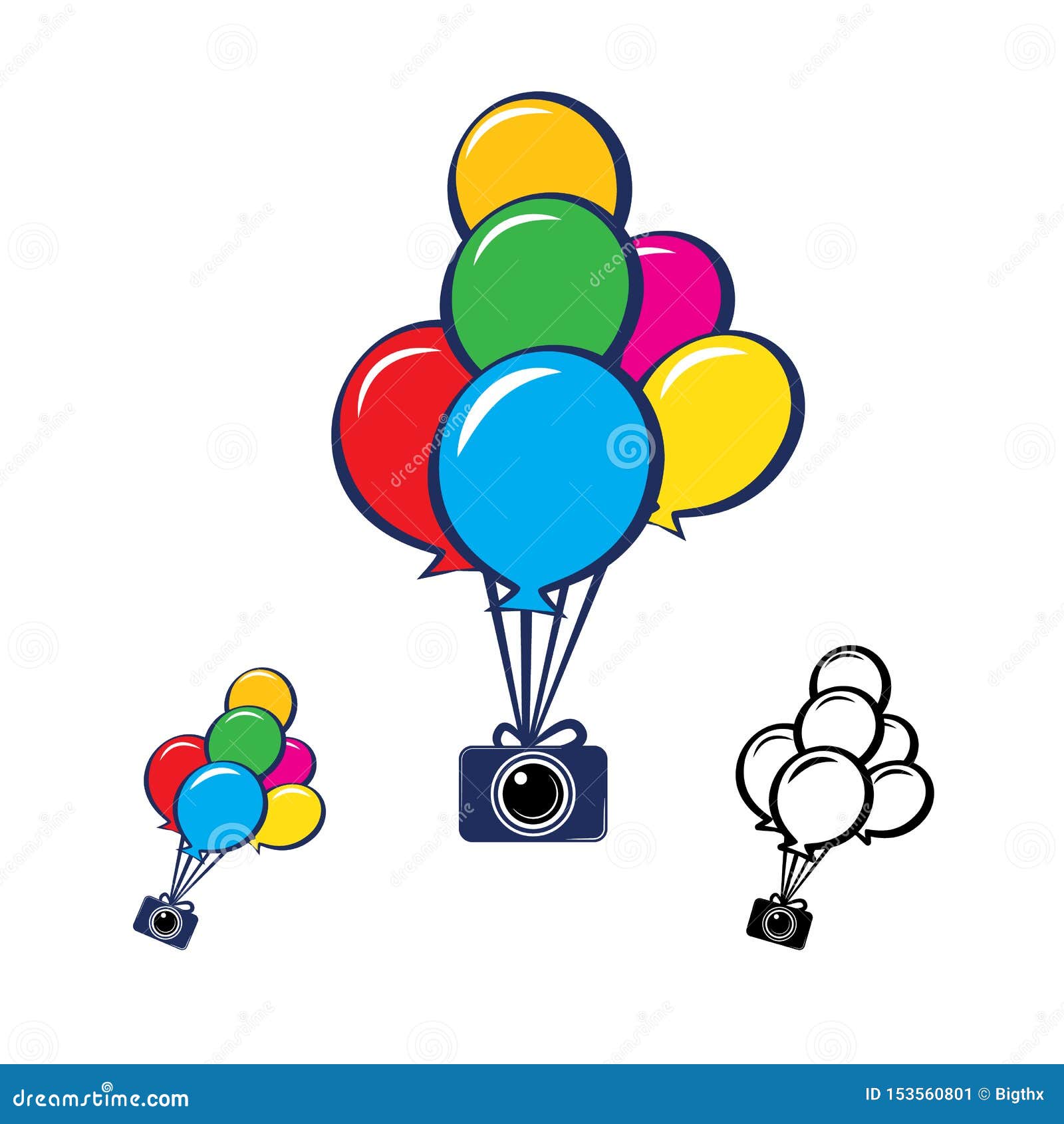 Camera with Lots of Colorful Balloons Stock Vector - Illustration of ...