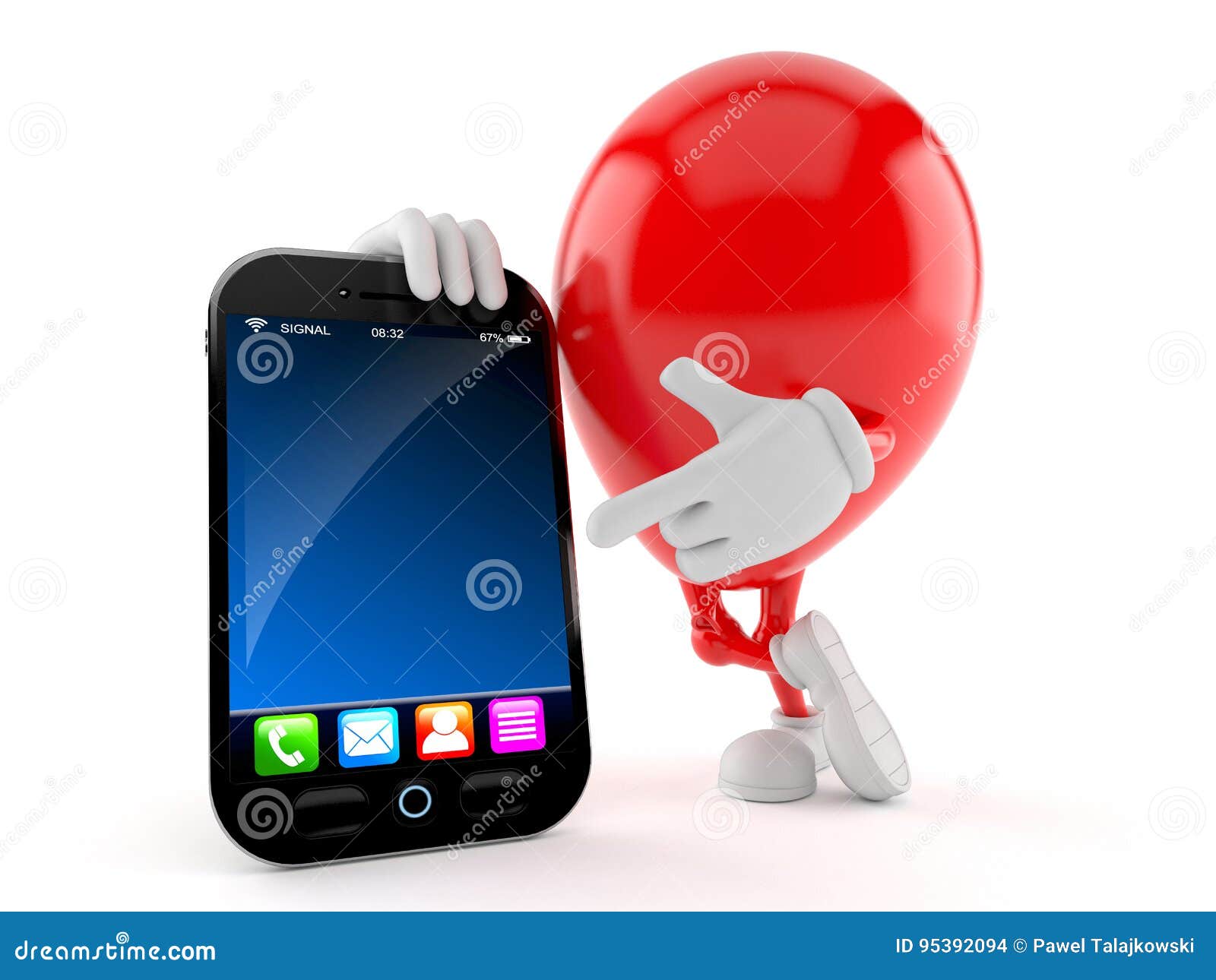 Balloon Character with Smart Phone Stock Illustration - Illustration of ...