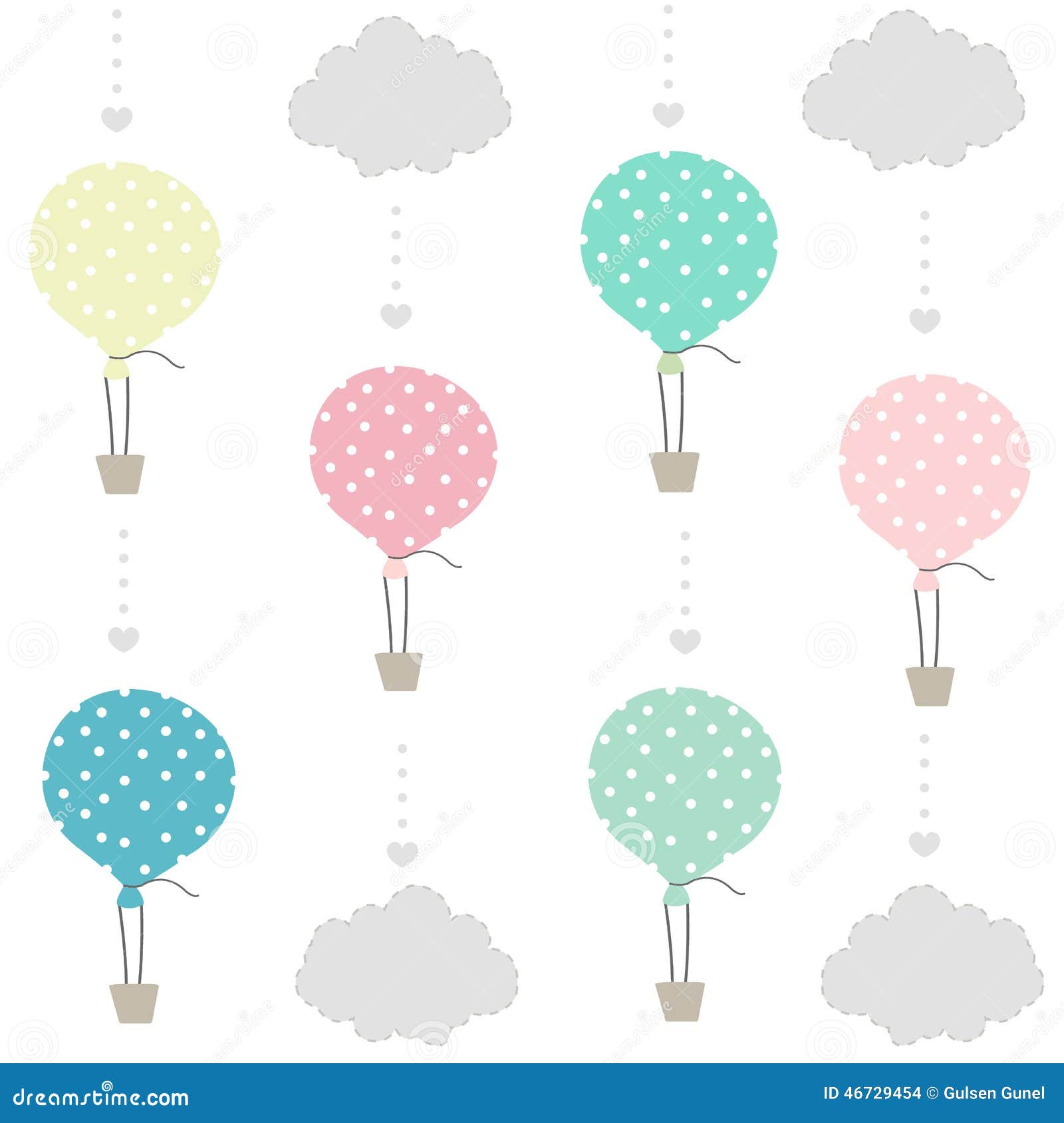 Balloon and Clouds Baby Pattern Wallpaper Stock Vector - Illustration ...