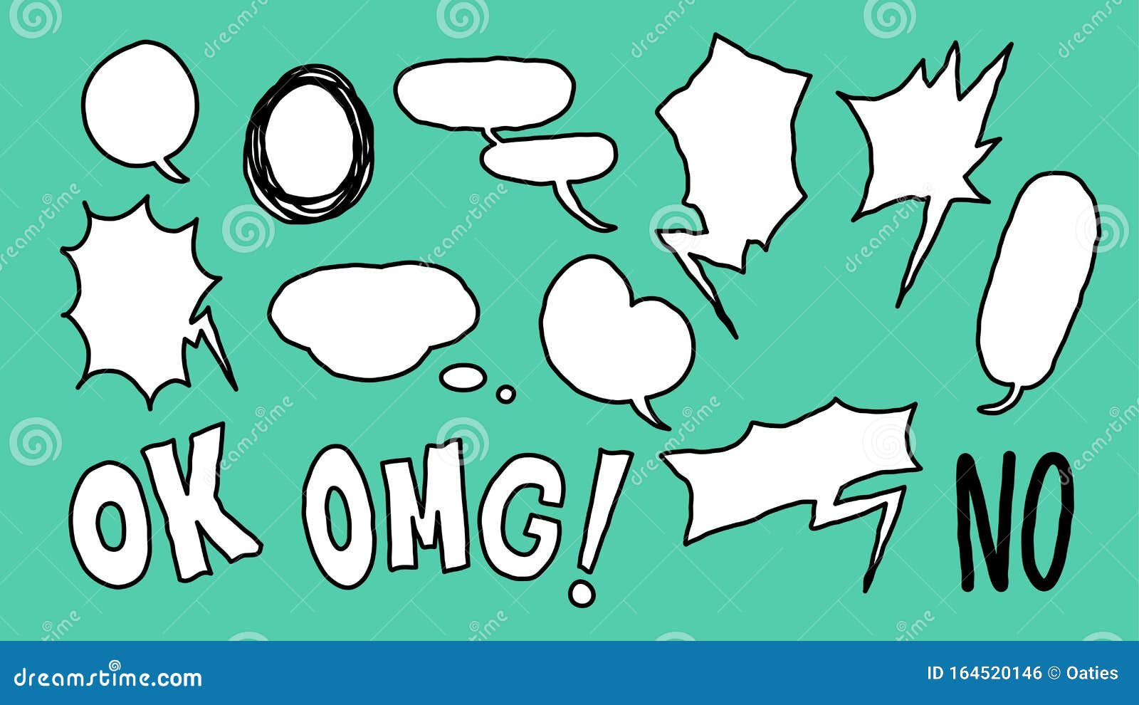 Balloon Comics Freehand Styles for Text Dialogue Stock Vector ...