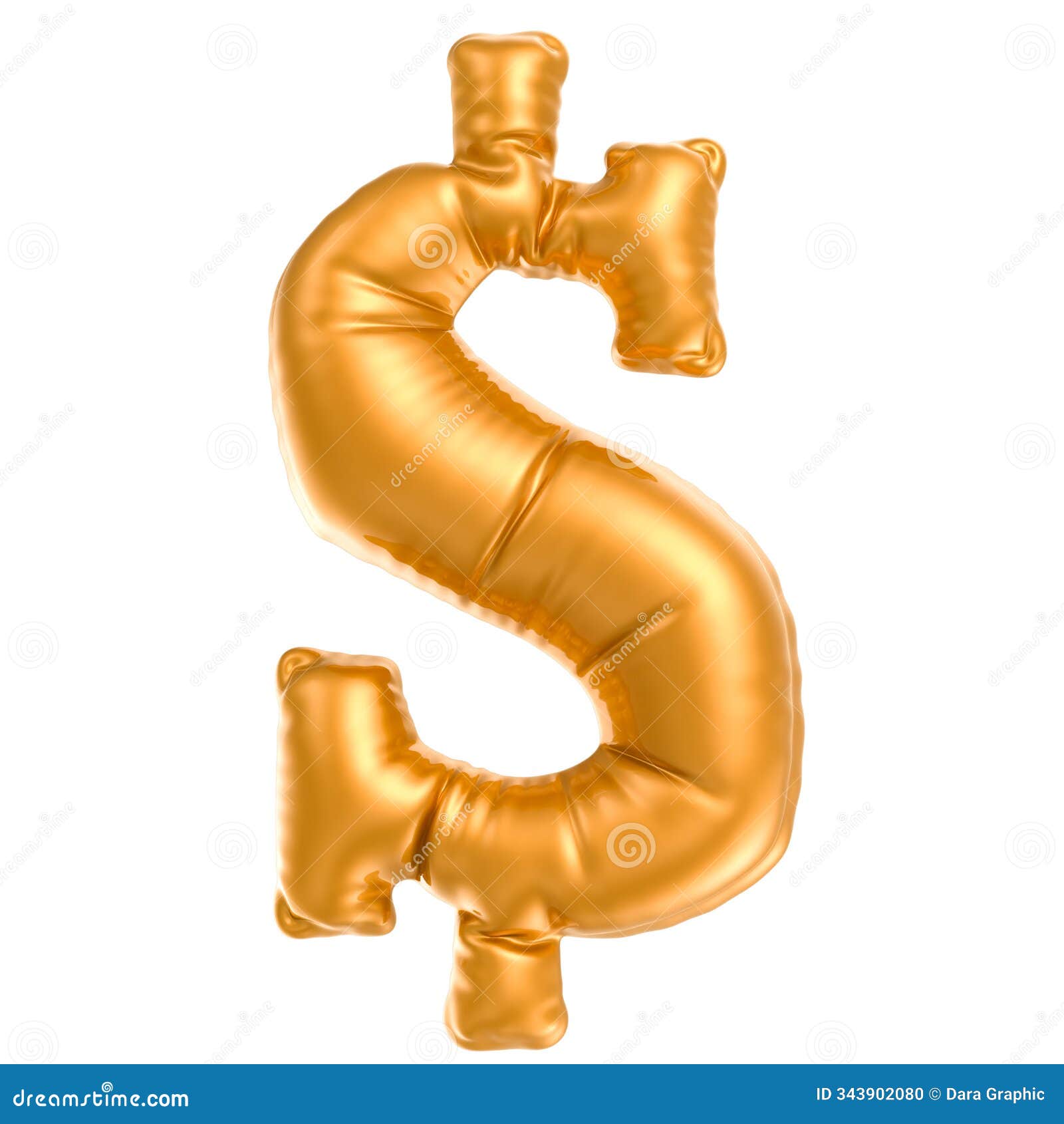 Balloon Dollar Sign Gold 3D with White Background Stock Illustration ...