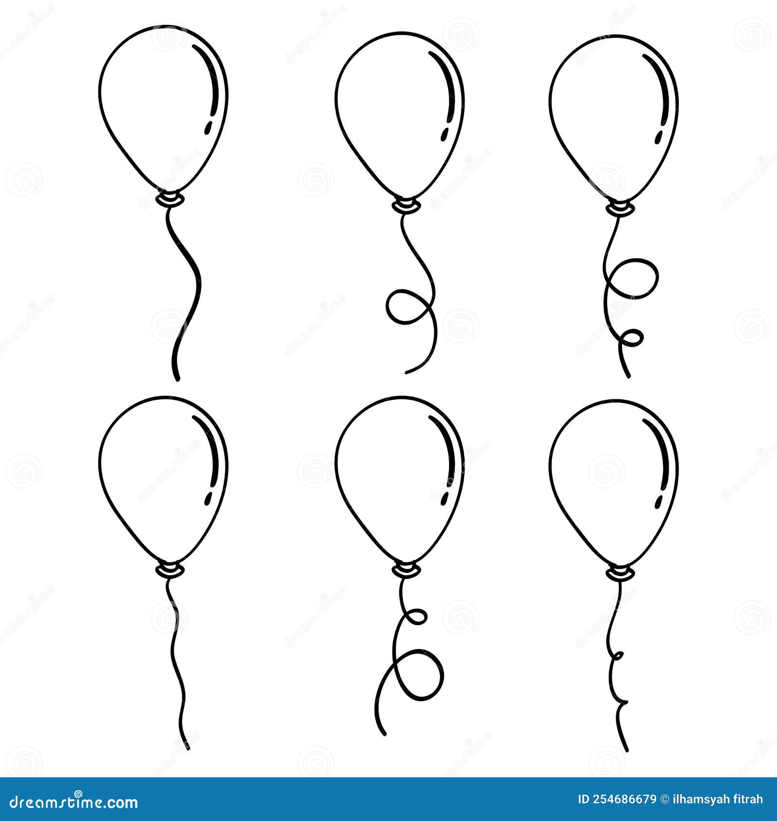 Balloon doodle Hand drawn stock vector. Illustration of graphic - 254686679