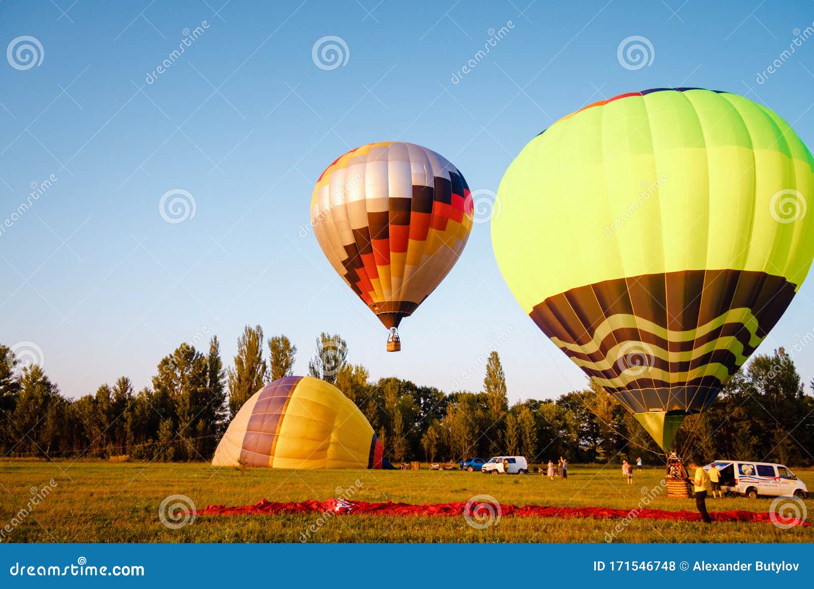 Balloon in the Field. Preparing for Flight Stock Photo - Image of ...