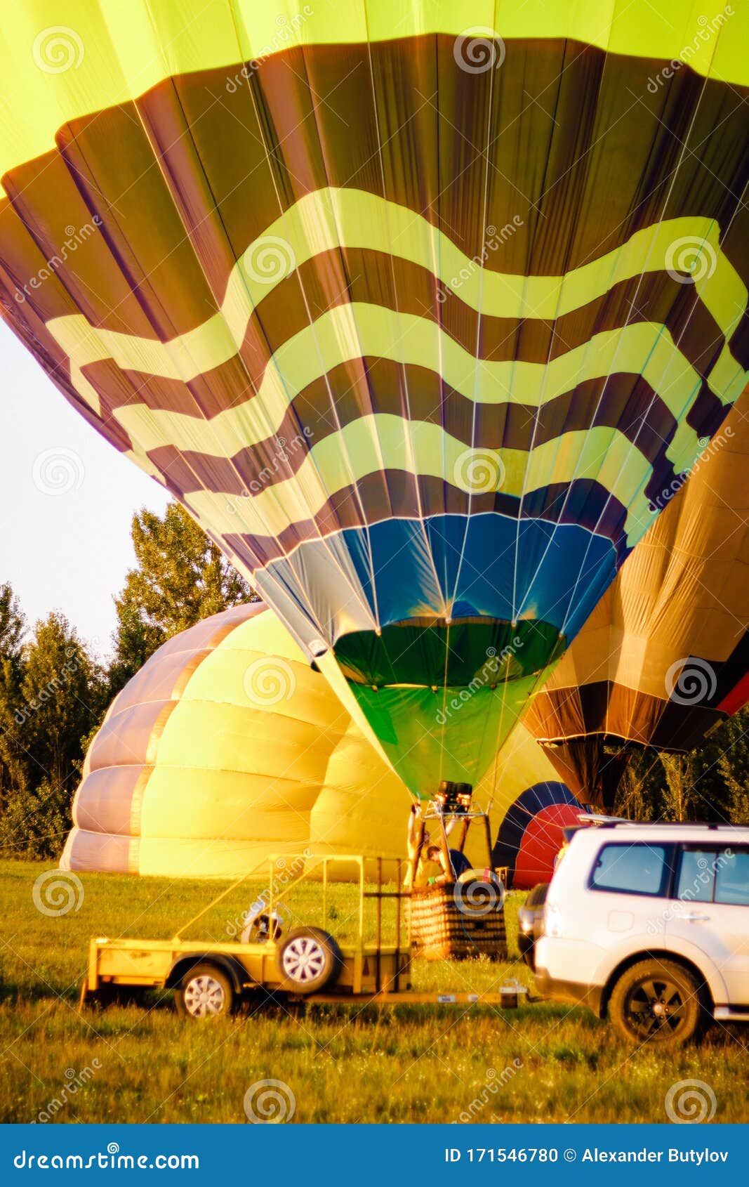 Balloon in the Field. Preparing for Flight Stock Photo - Image of ...
