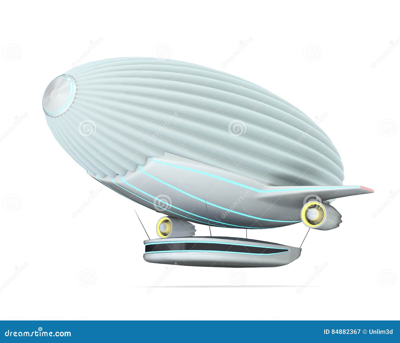 Balloon Fly Ship Isolated on Wnite. Future Concept Model. 3d ...