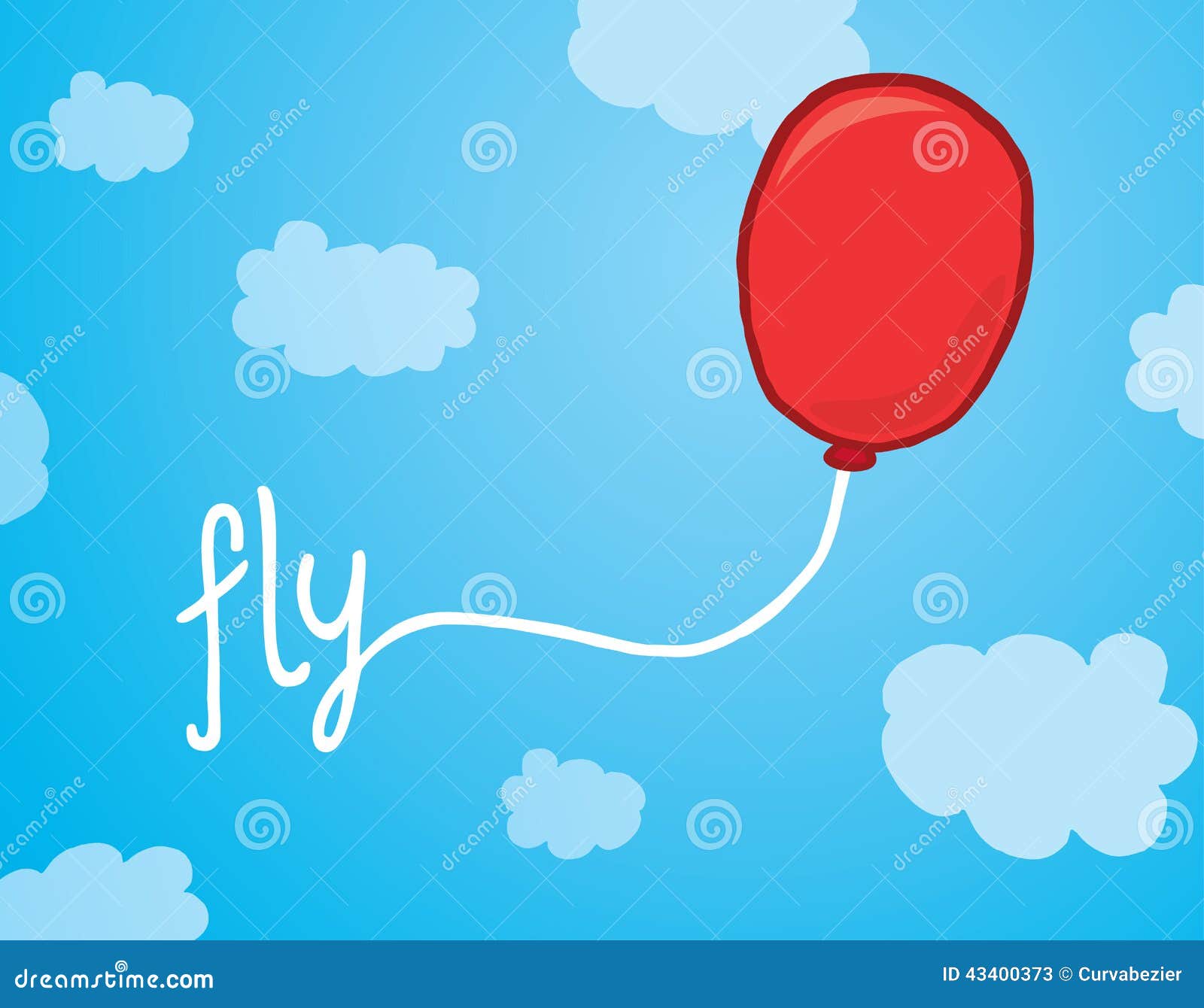 Balloon with Fly Word Over the Sky Stock Vector - Illustration of ...