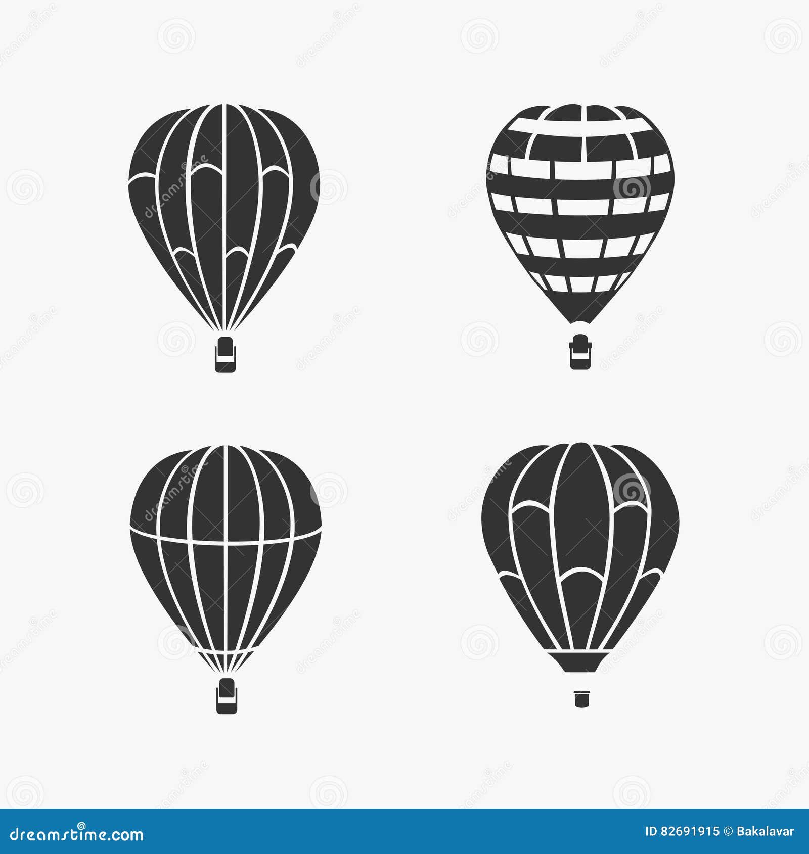 Balloon Flying Vector Set stock illustration. Illustration of journey ...