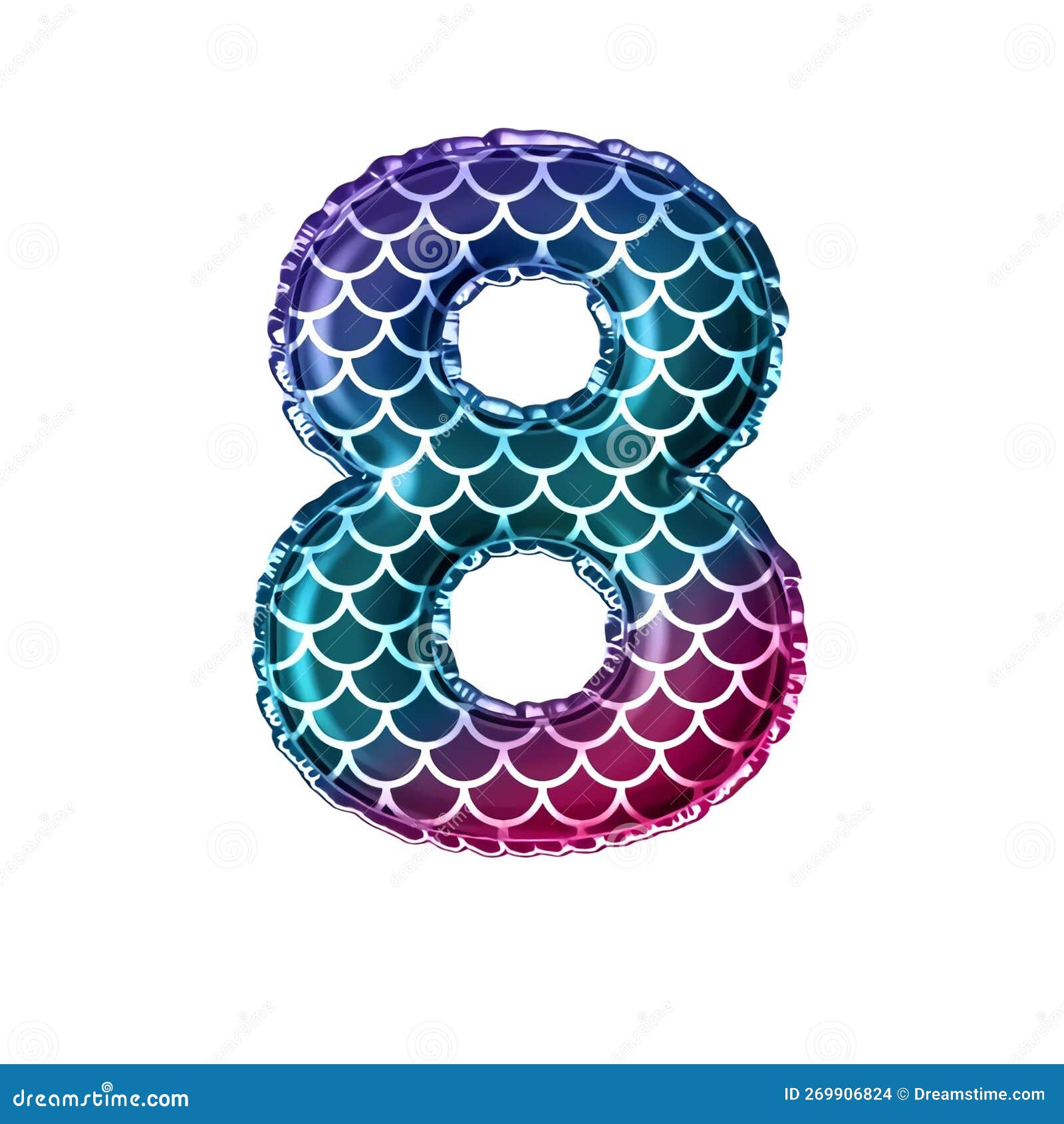 Balloon Foil Number Eight Mermaid Scale Stock Illustration ...
