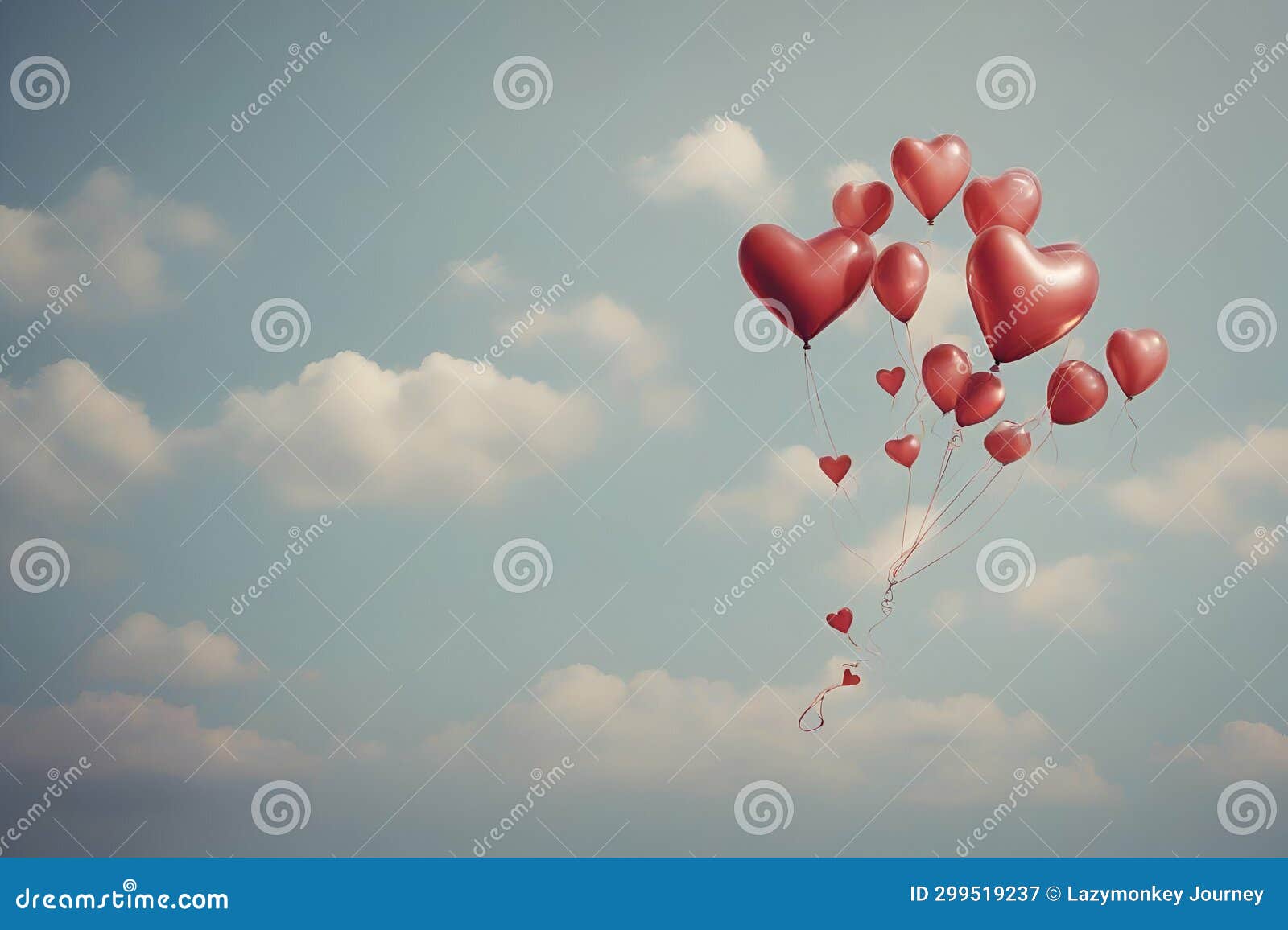 Balloon in the Form of Heart Flying in the Sky Stock Illustration ...