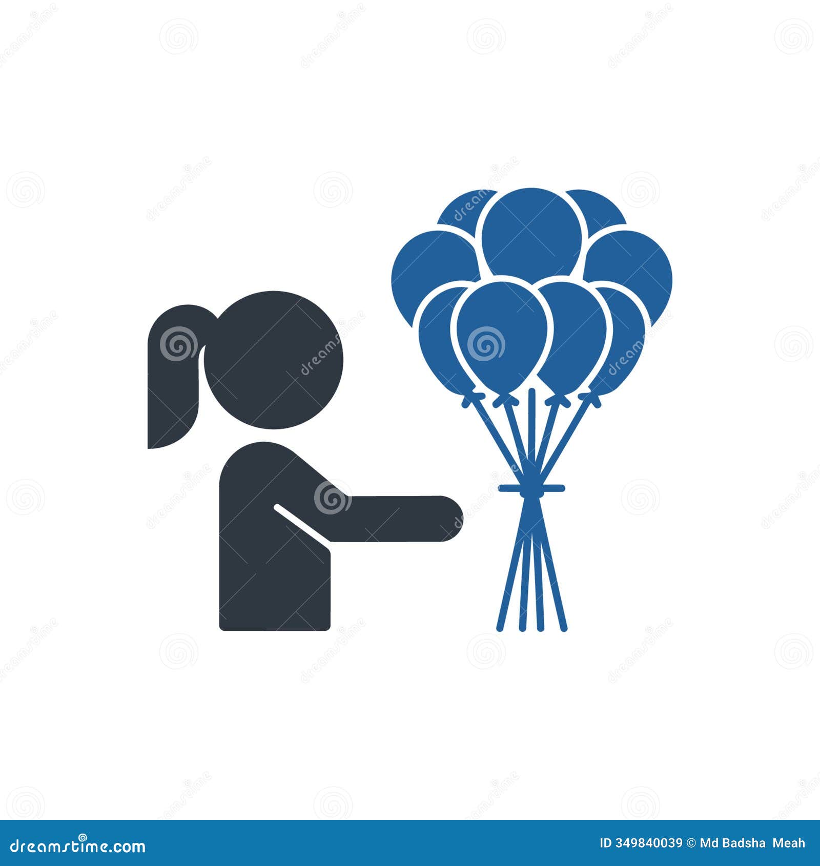 Balloon Holding Icon stock vector. Illustration of balloons - 349840039