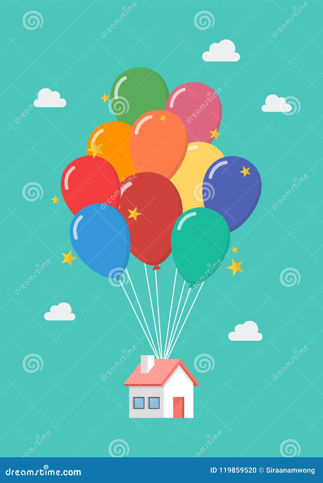 Balloon House Vector Illustration Stock Vector - Illustration of design ...