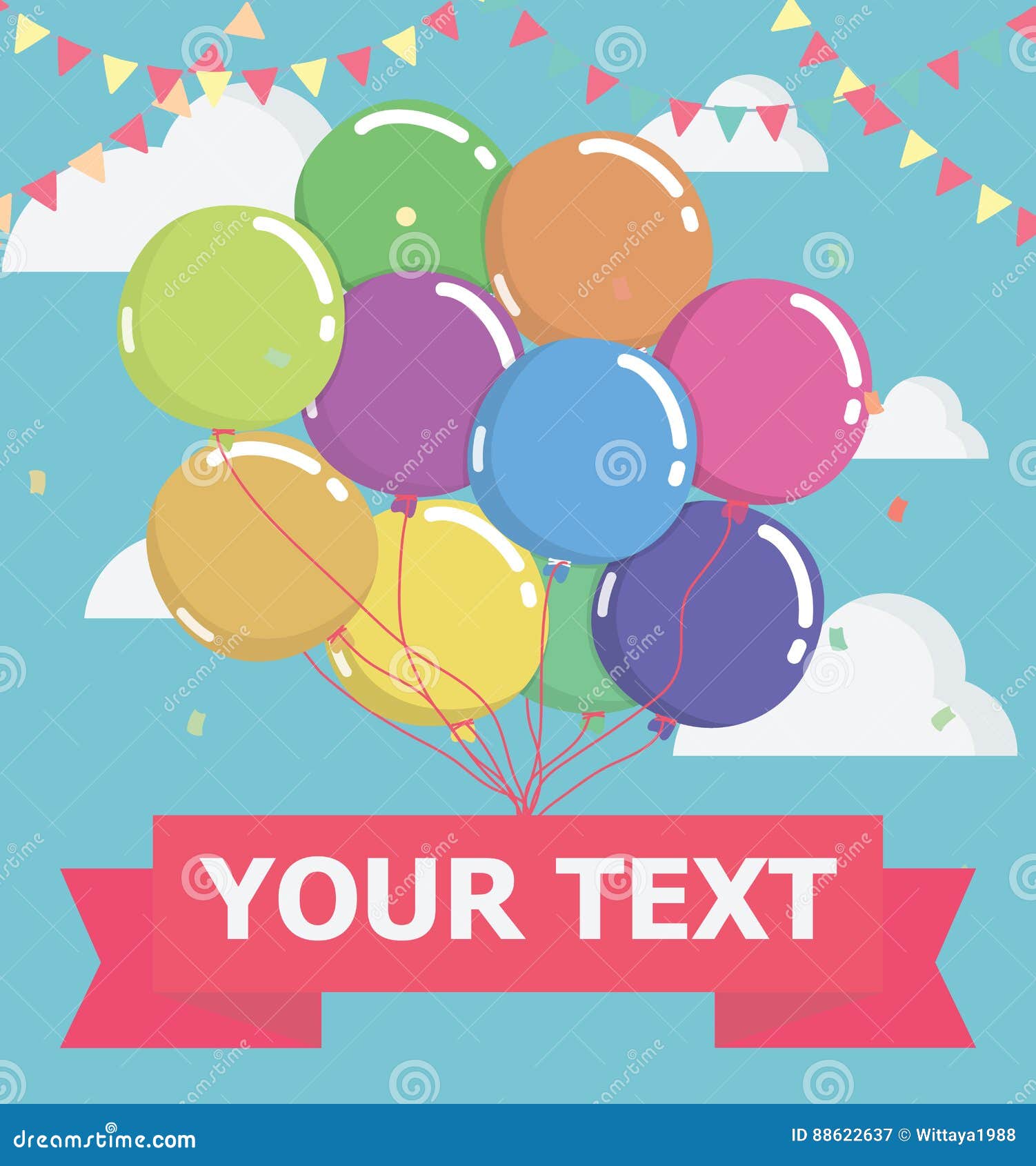 Balloon with Message on Banner, Vector Illustration Stock Vector ...