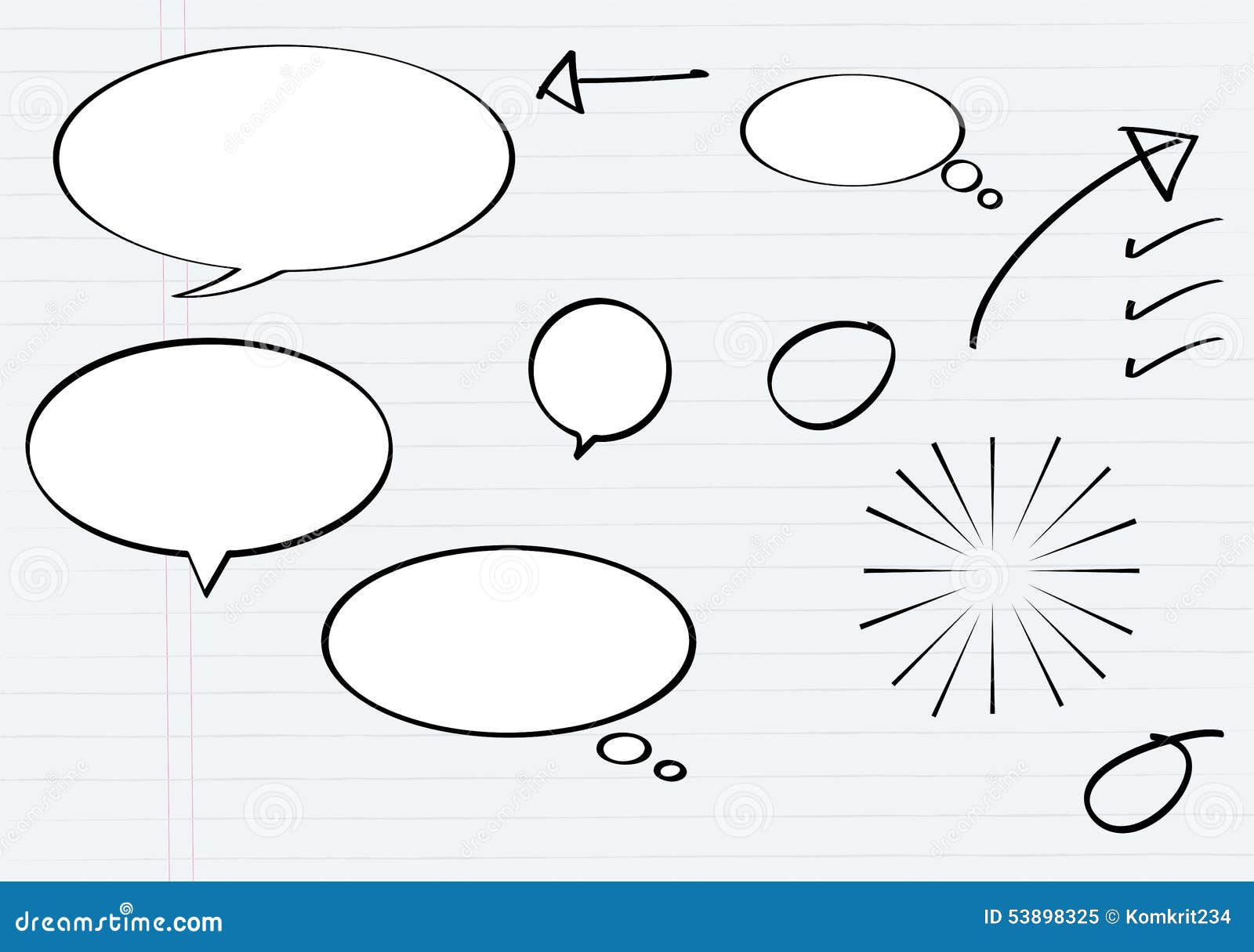 Balloon Message in Pencil Drawing Style with Paper Stock Vector ...