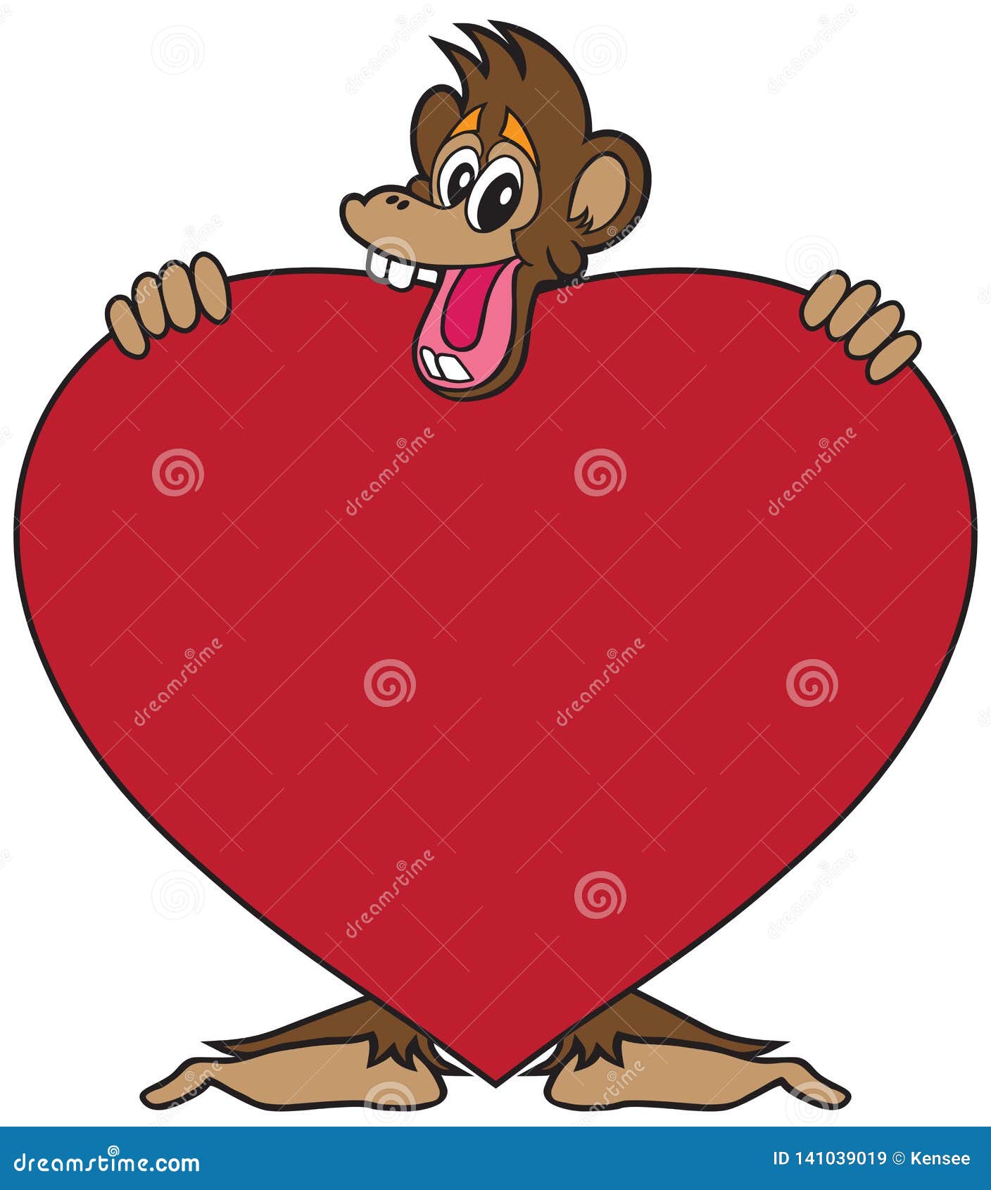 Monkey with Heart stock vector. Illustration of frame - 141039019