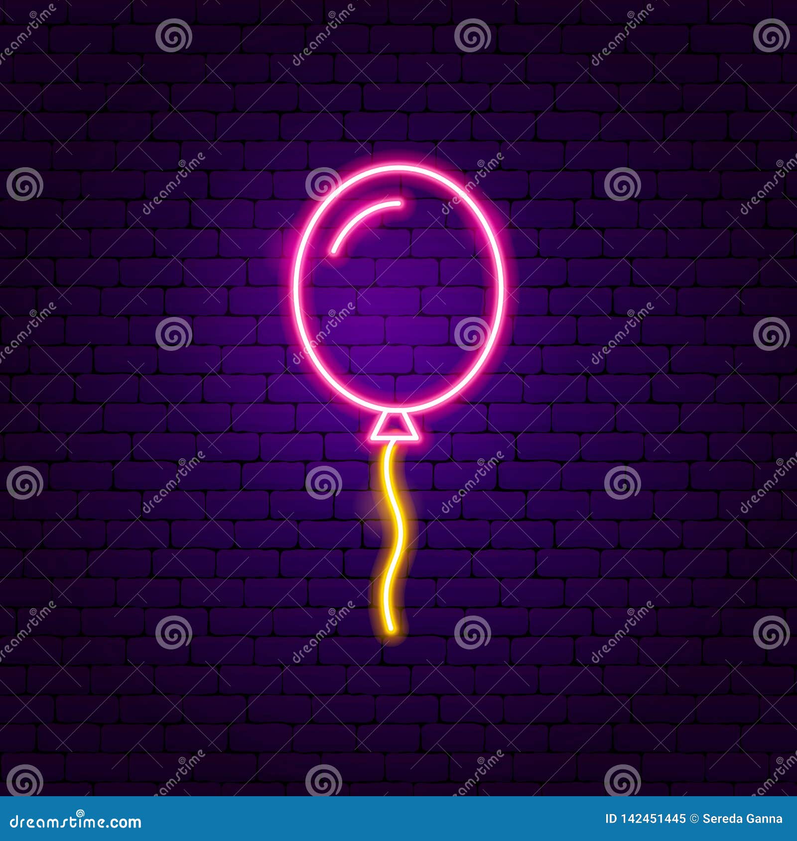 Balloon Neon Sign stock vector. Illustration of design - 142451445