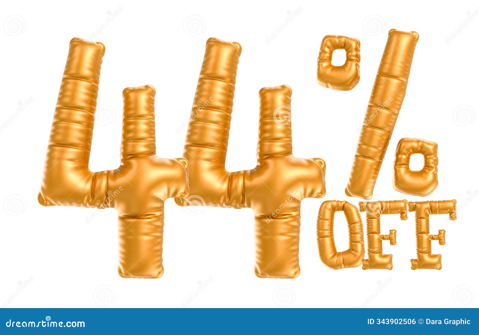 Balloon Number 44 Percent Gold 3D with White Background Stock ...