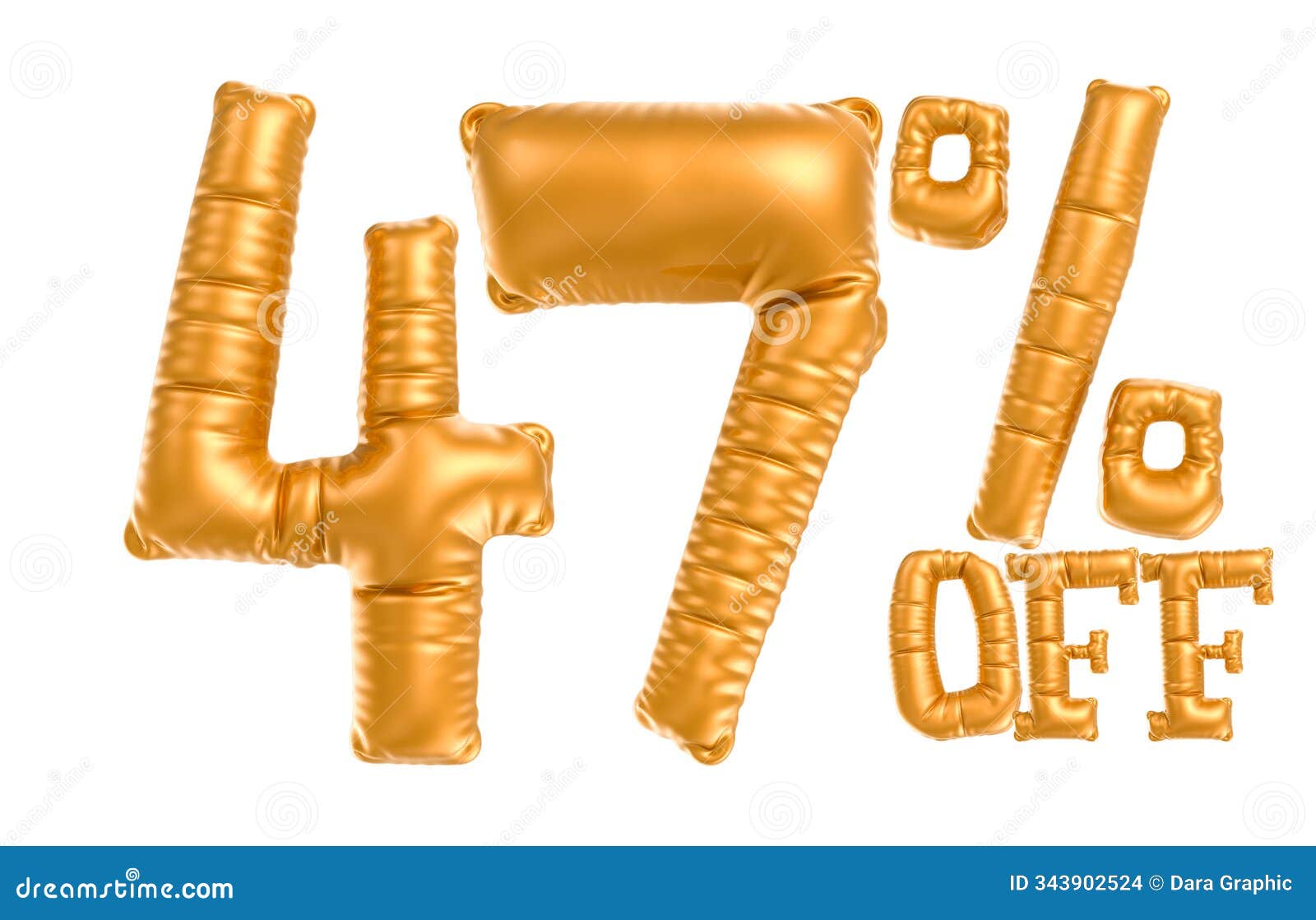 Balloon Number 47 Percent Gold 3D with White Background Stock ...