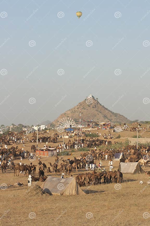Balloon Over Pushkar editorial stock image. Image of pushkar - 19446074