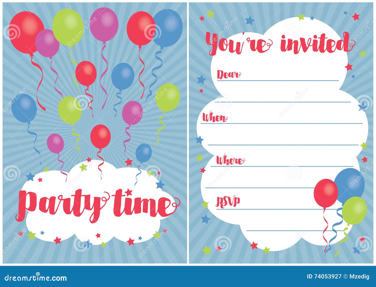 Balloon party invitation stock vector. Illustration of banner - 74053927