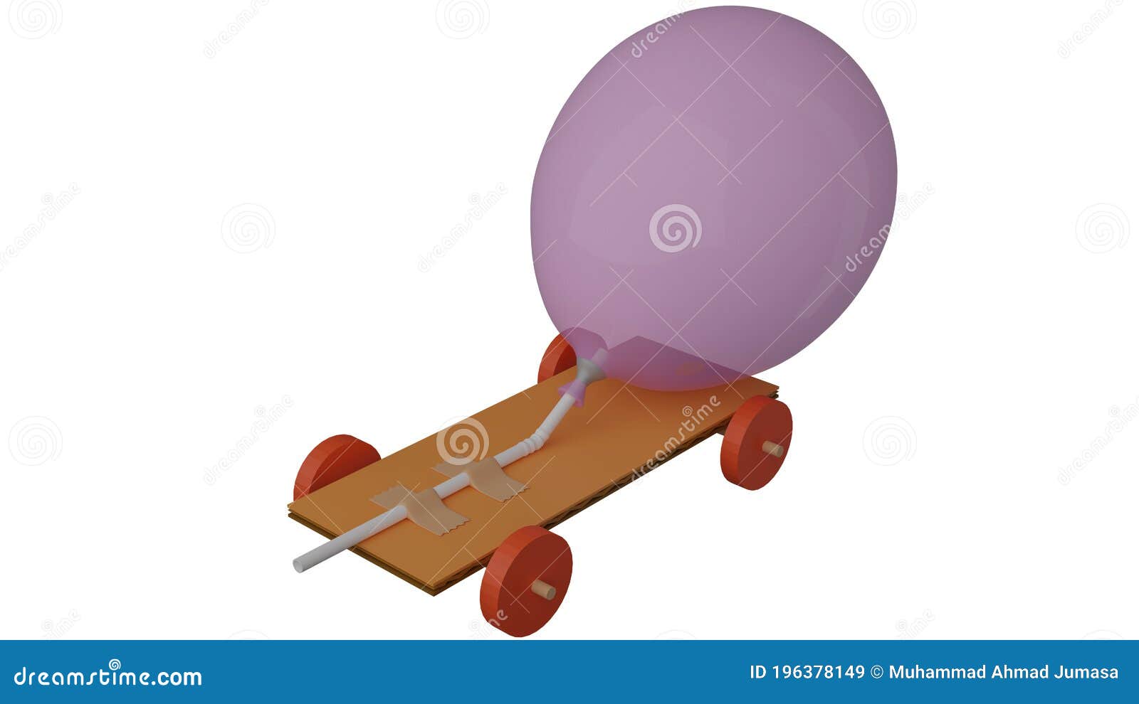 A Balloon Powered Car 3D Rendering Stock Illustration - Illustration of ...