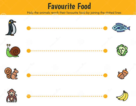 Animals and Their Food Chart. Worksheet of Line Tracing for ...