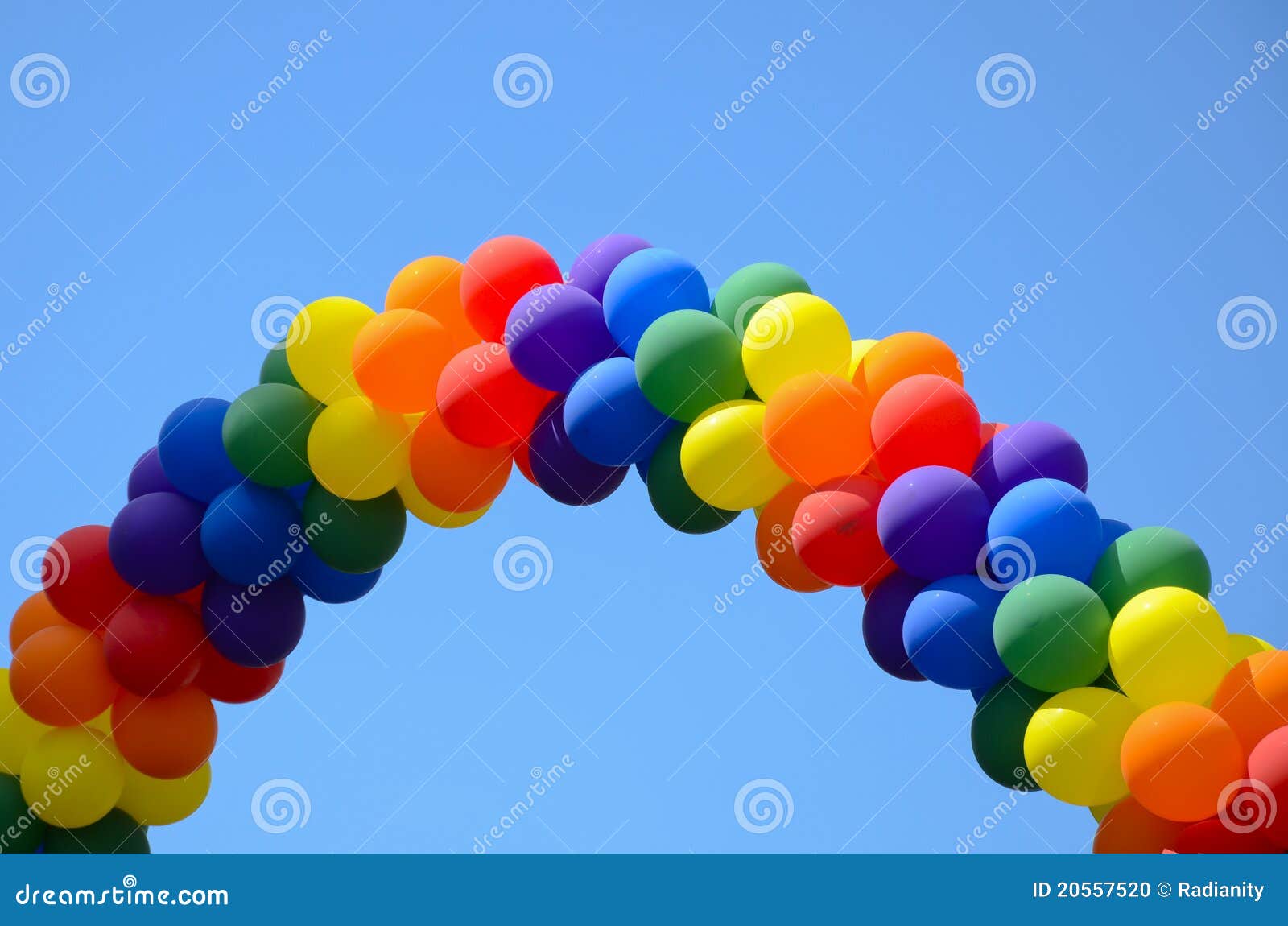 Hot Air Balloon With Rainbow Colors Pattern Rising Over The Cappadocian ...
