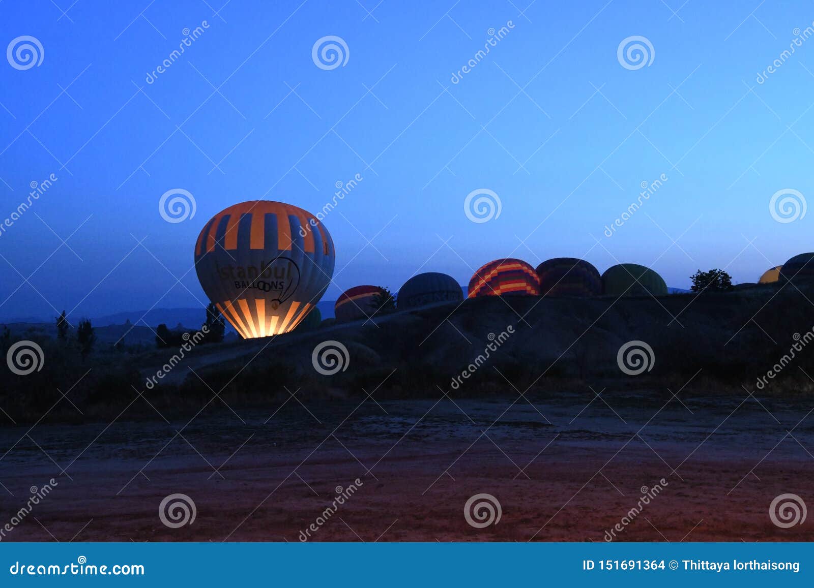 Balloon Rise in Cappadocia Twilight Flame Editorial Stock Image - Image ...