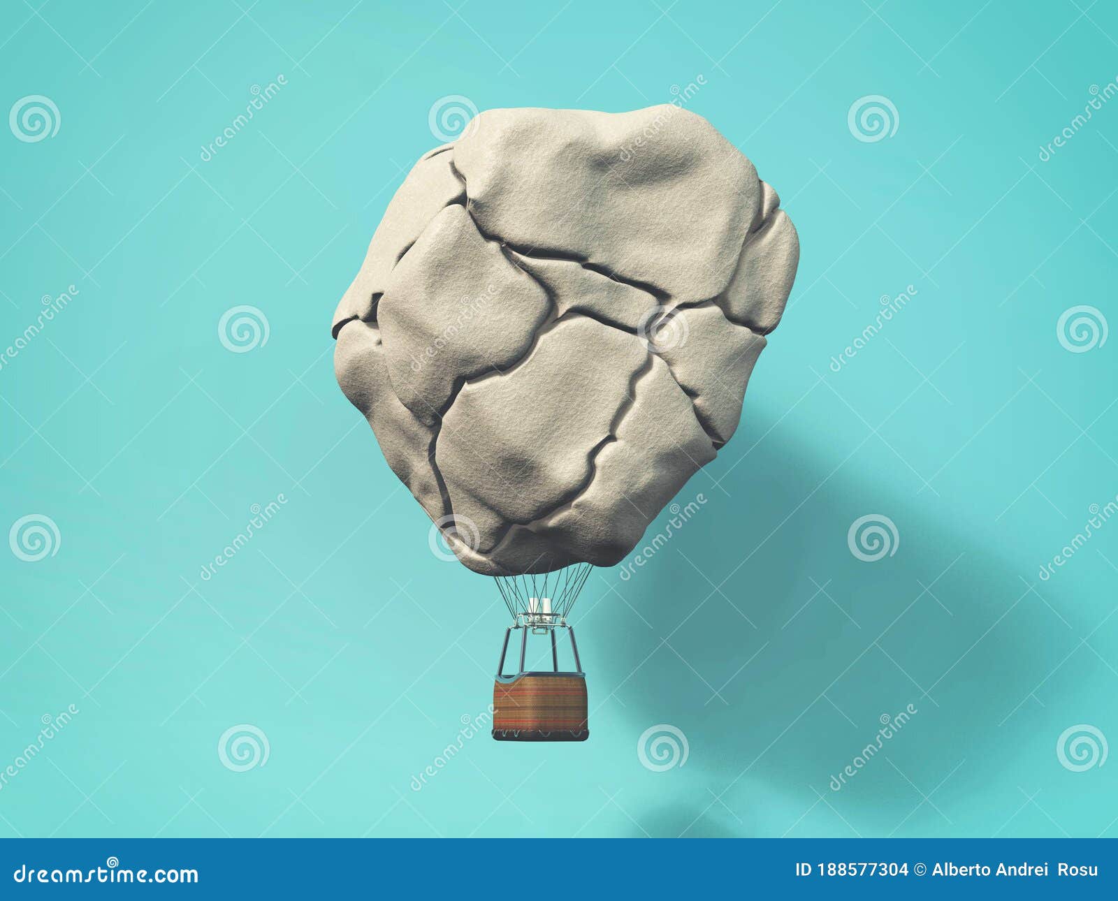 Hot Air Balloon with a Rock . Stock Illustration - Illustration of ...