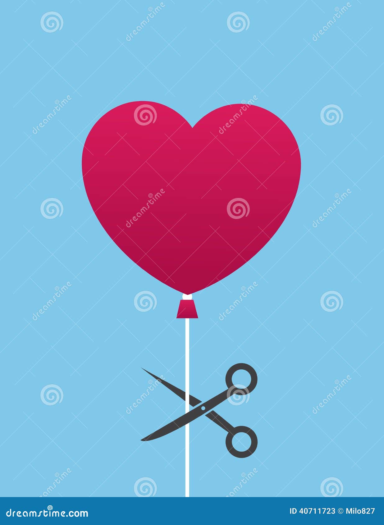 Balloon Scissor Cut Heart Cartoon Vector | CartoonDealer.com #40711723