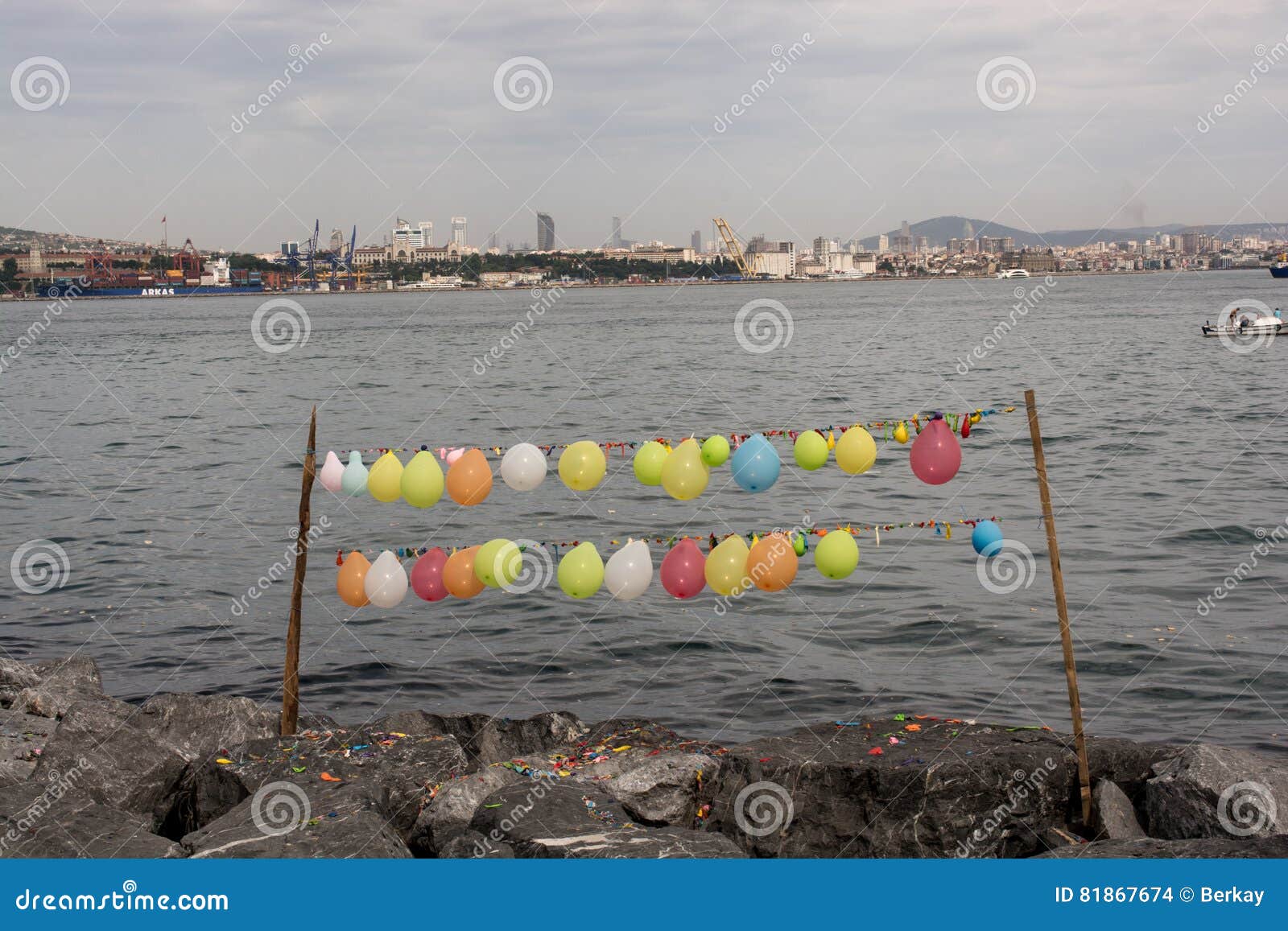 Balloon Shooting Game with Balloons Tied on String Stock Photo - Image ...