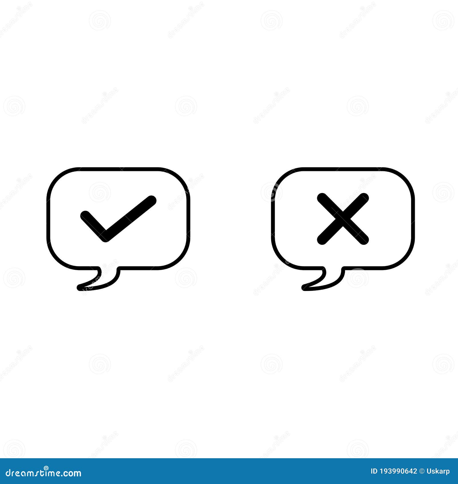 Balloon, Speech Bubble Icon with Tick Signs for Web, App, Software Use ...
