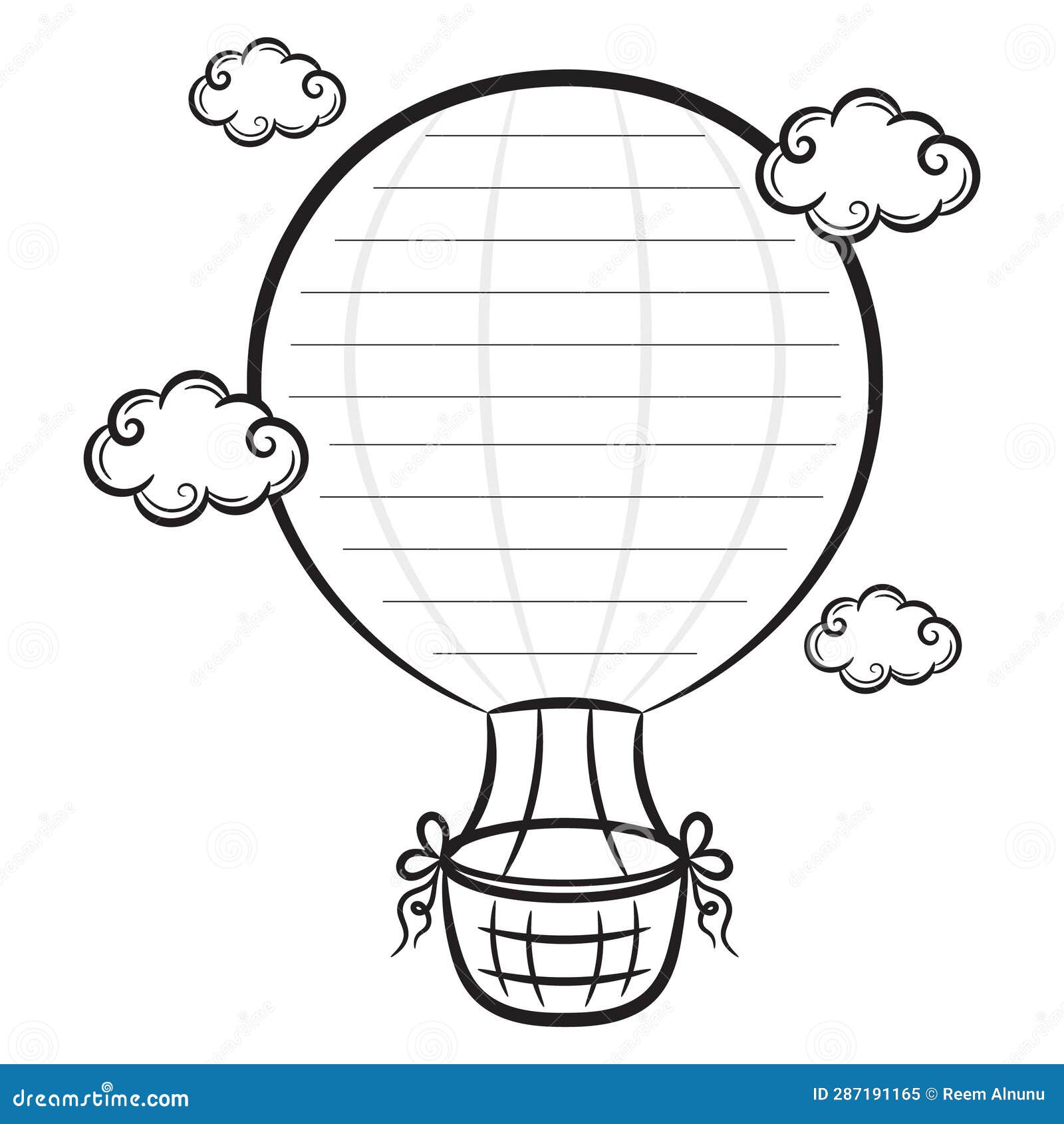 Cute Balloon Sticky Note Letter Sketch for Coloring Stock Vector ...