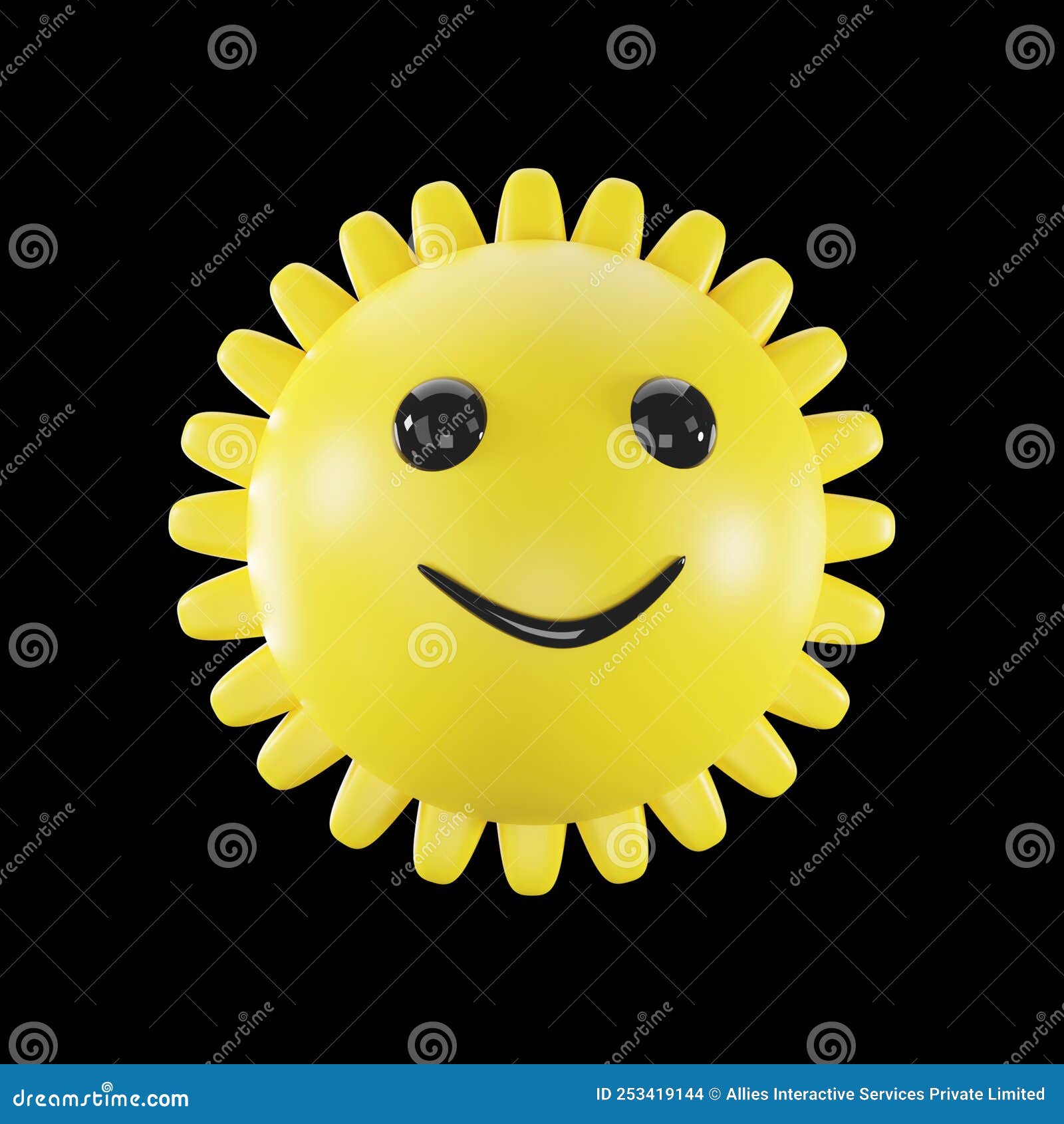 Balloon Style Smiley Sun Element on Black Stock Illustration ...