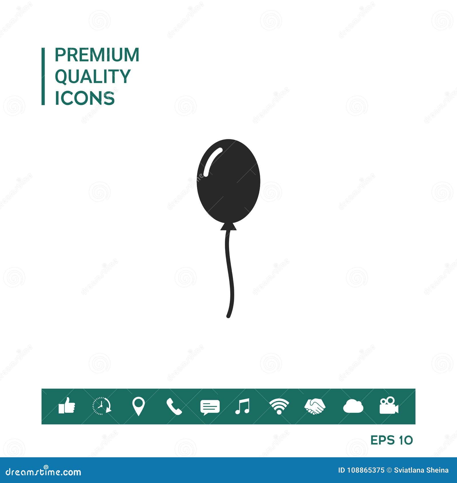 Balloon symbol icon stock vector. Illustration of shiny - 108865375