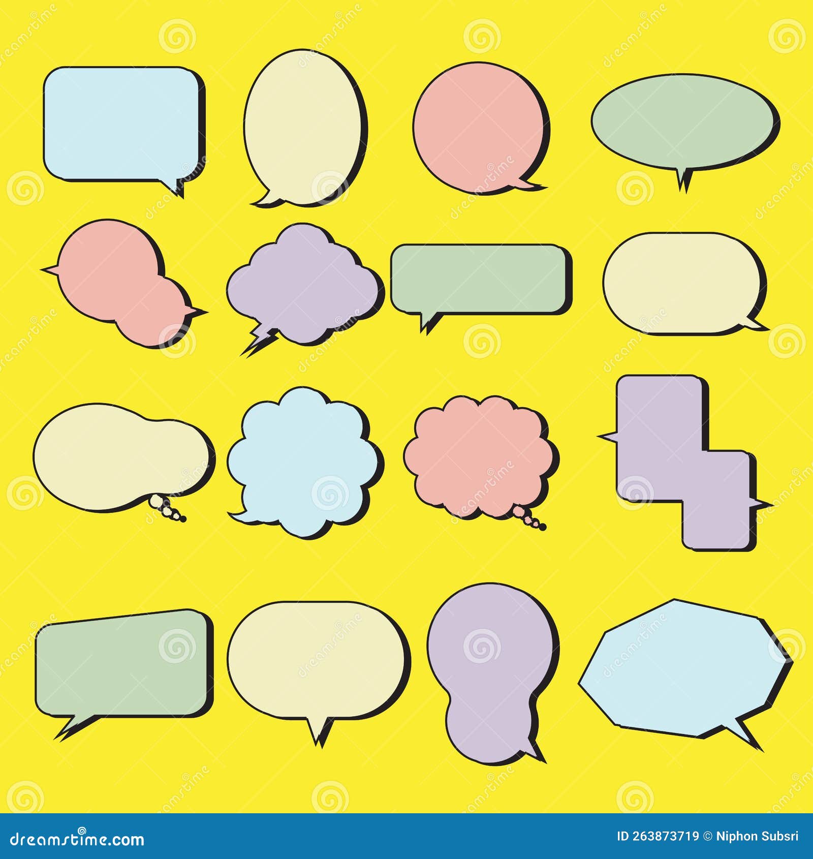 Balloon Text Cartoon Style Bundle Set Vector Image Stock Illustration ...