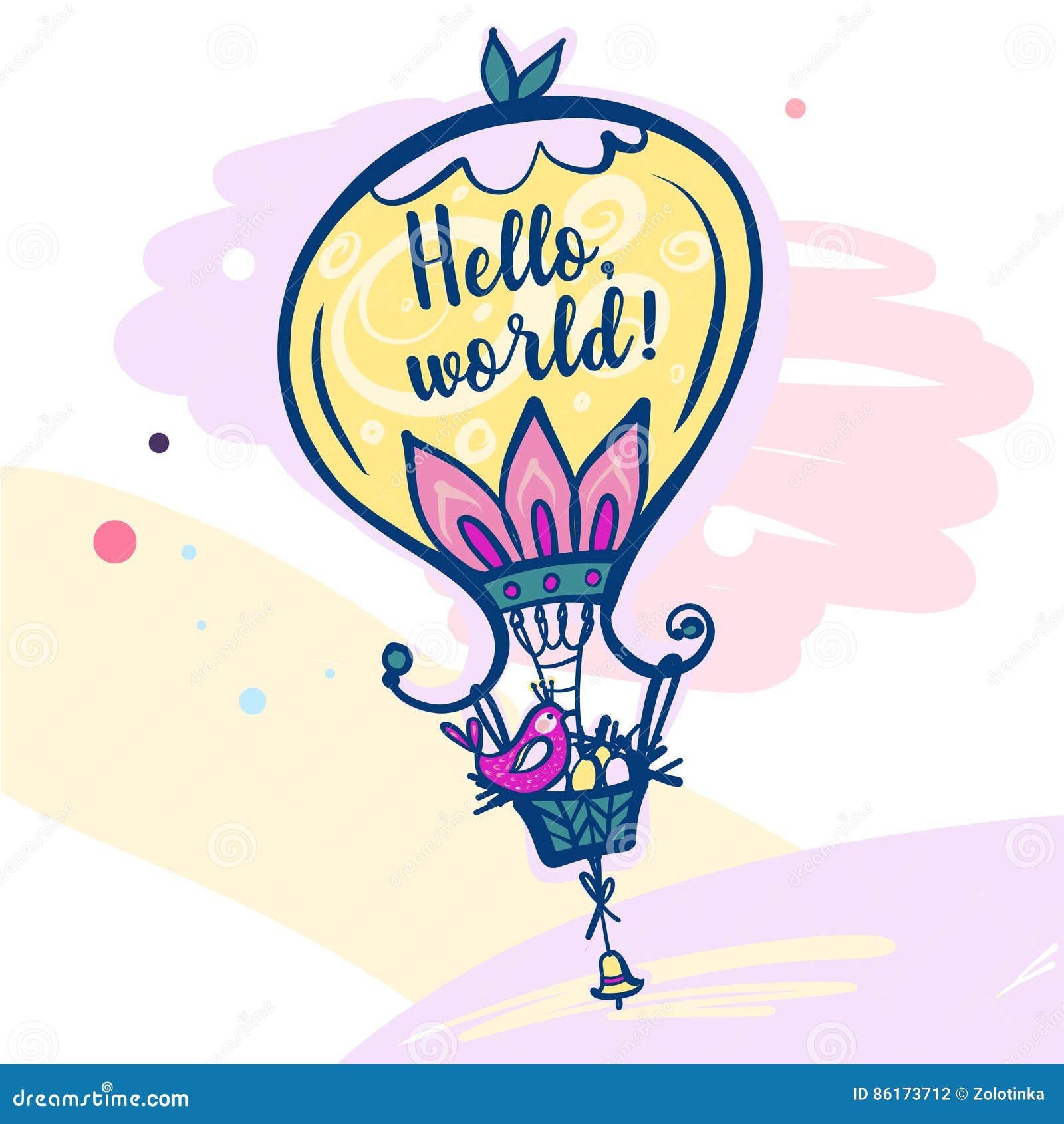 Balloon with Text Hello World Stock Illustration - Illustration of ...