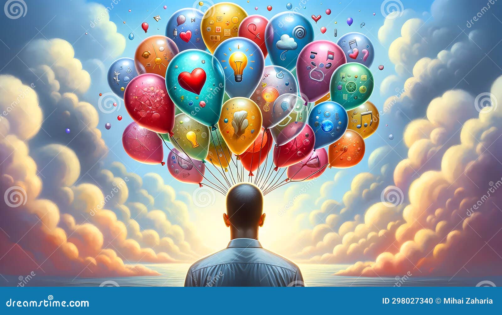 Balloon Thoughts Metaphor. Illustration Created with Generative AI ...