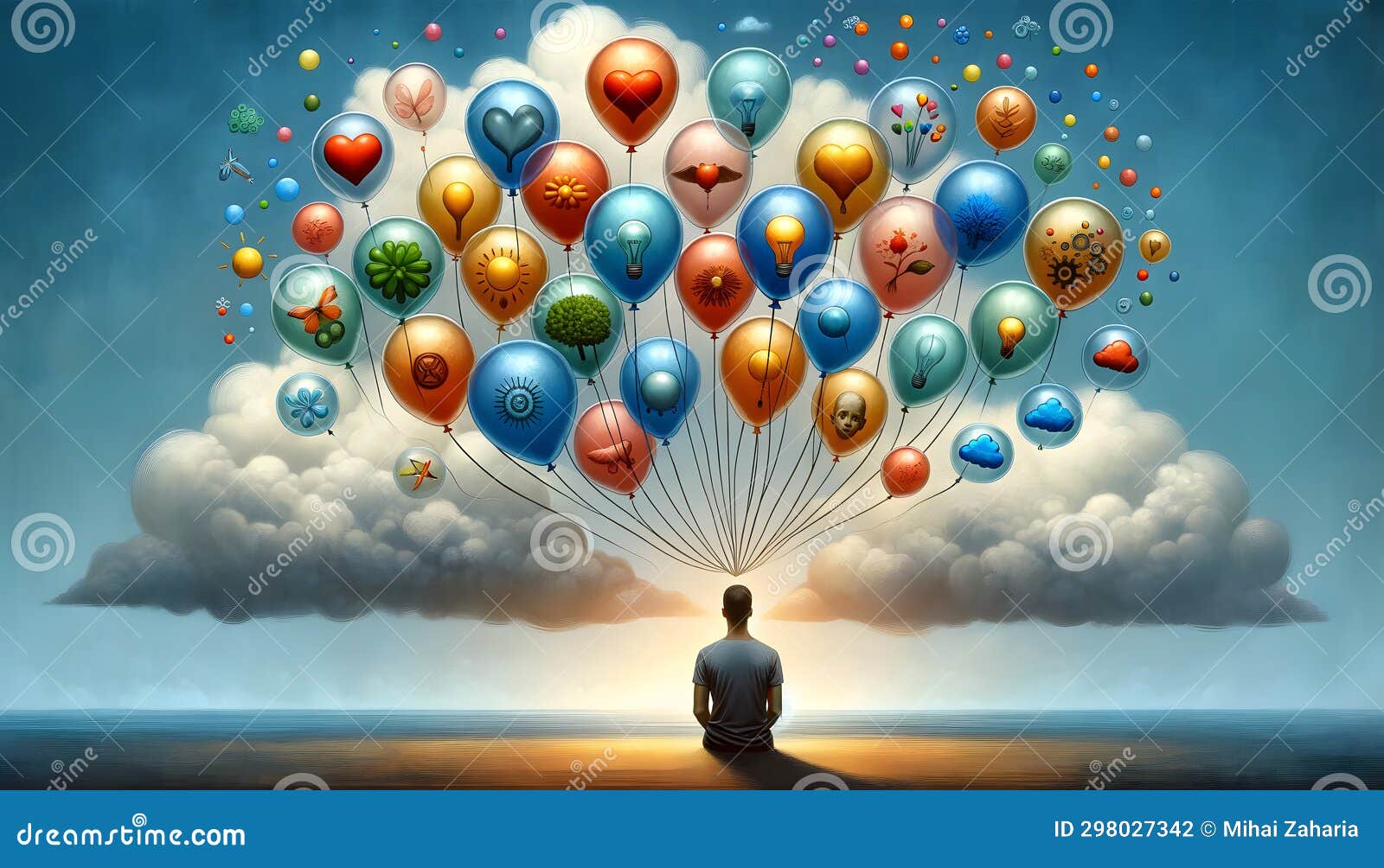 Balloon Thoughts Metaphor. Illustration Created with Generative AI ...