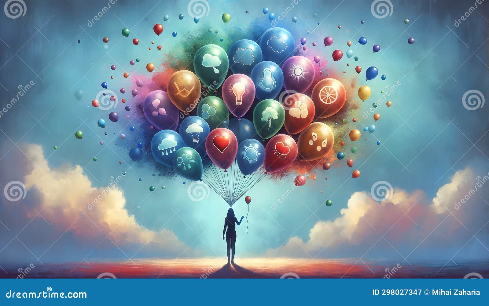 Balloon Thoughts Metaphor. Illustration Created with Generative AI ...