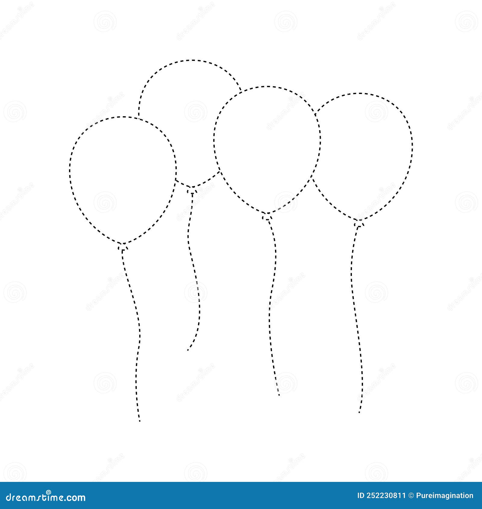 Balloon Tracing Worksheet for Kids Stock Vector - Illustration of copy ...