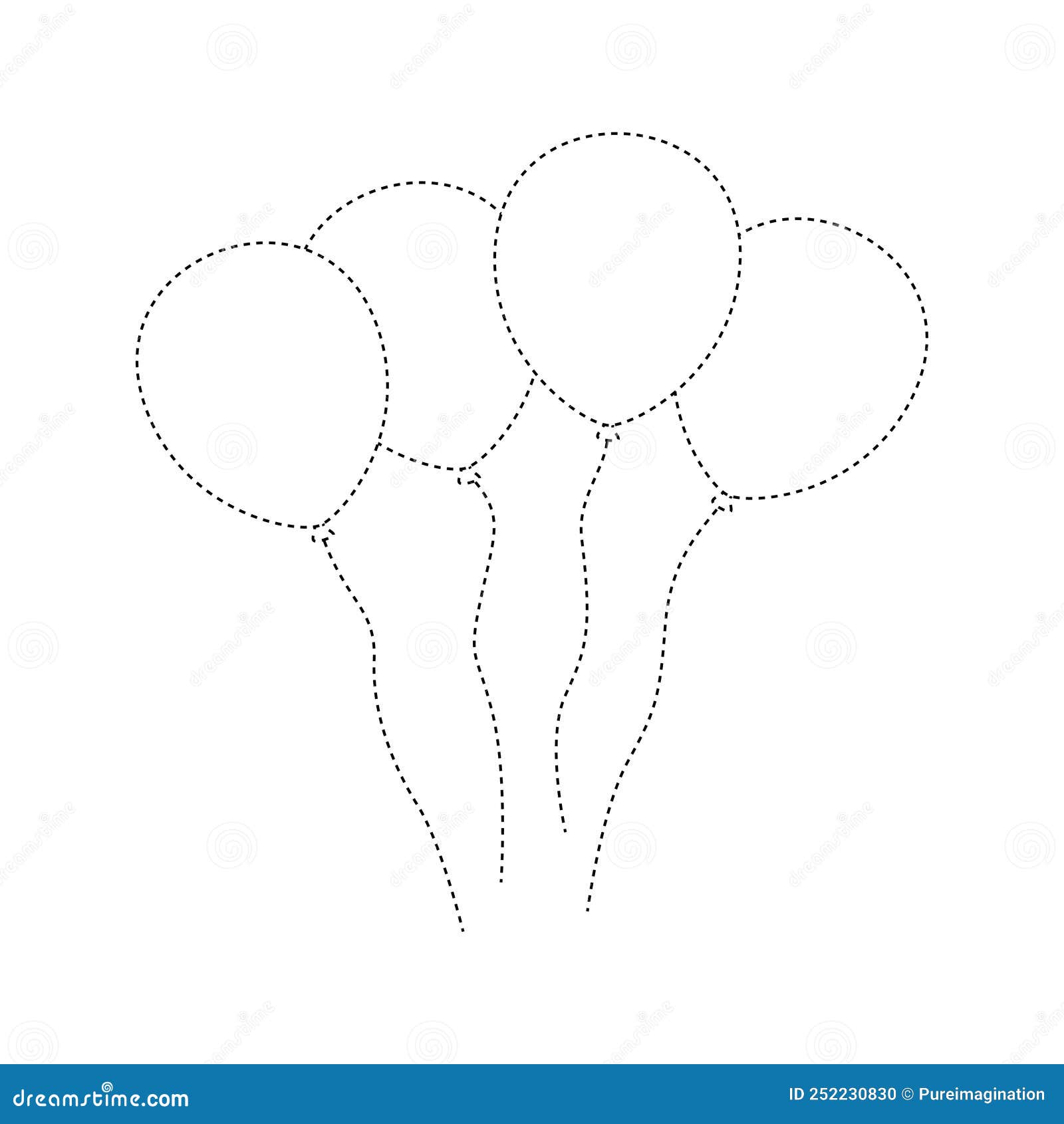 Balloon Tracing Worksheet for Kids Stock Vector - Illustration of ...