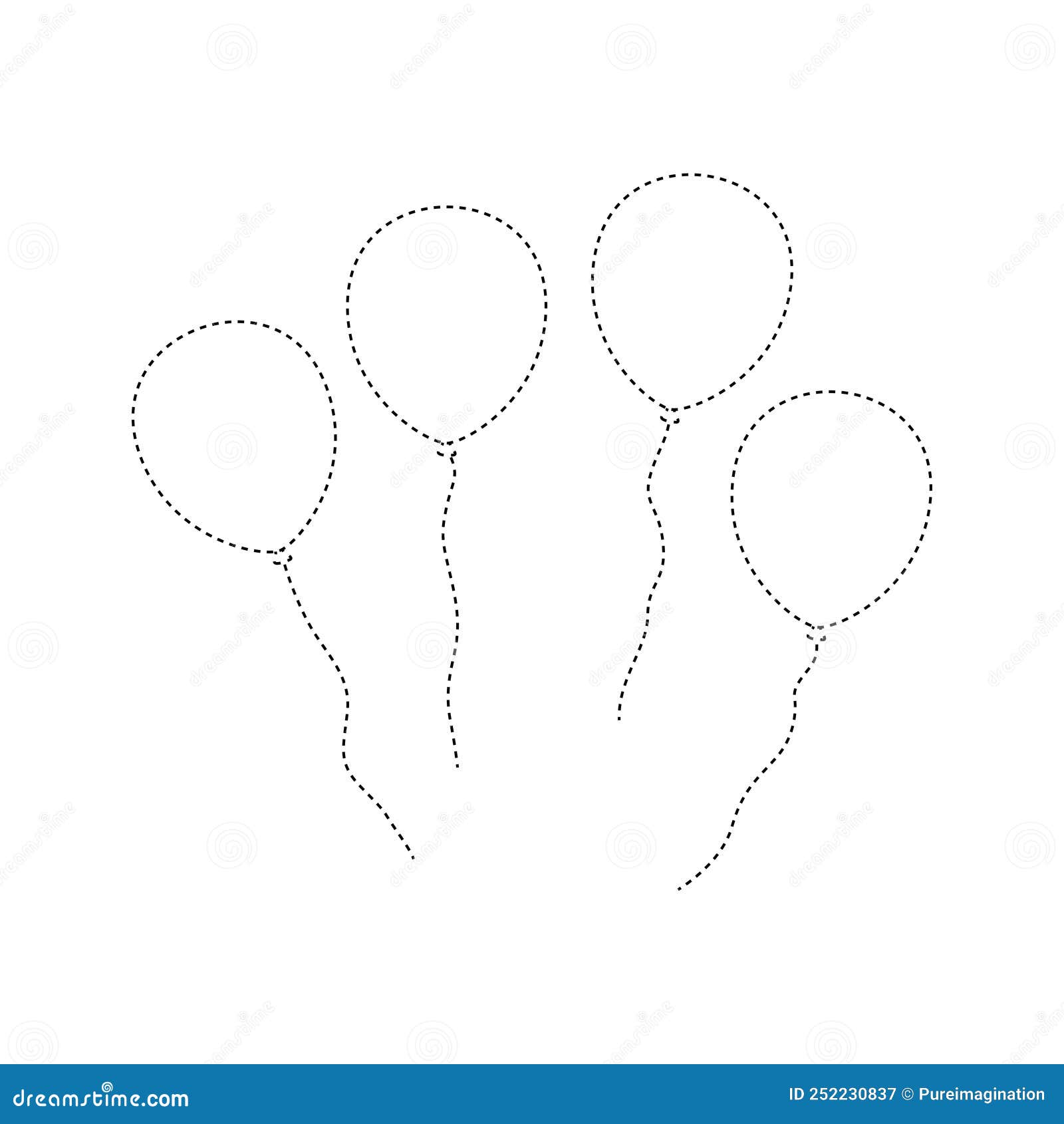 Balloon Tracing Worksheet for Kids Stock Vector - Illustration of ...