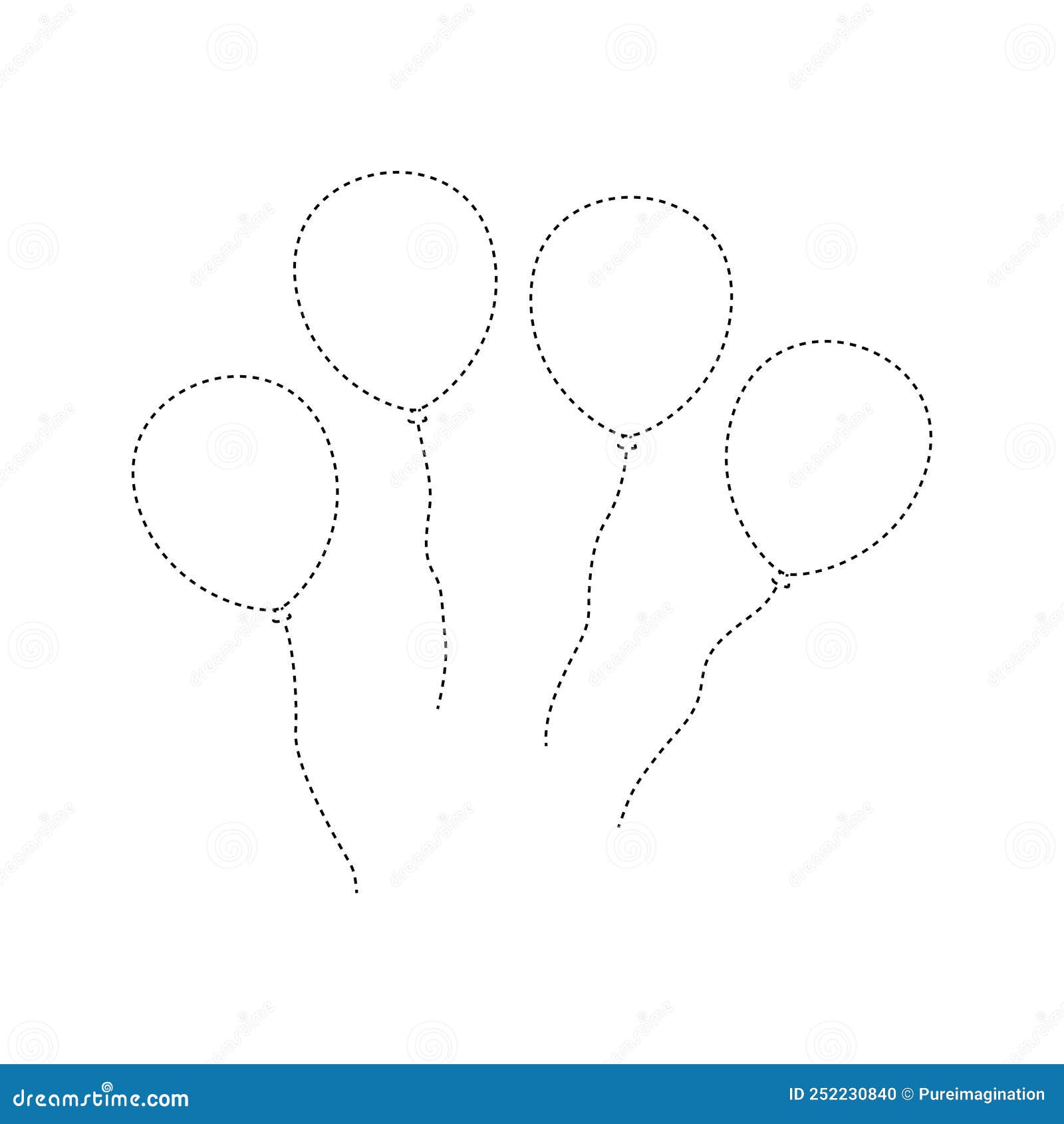 Balloon Tracing Worksheet for Kids Stock Vector - Illustration of page ...