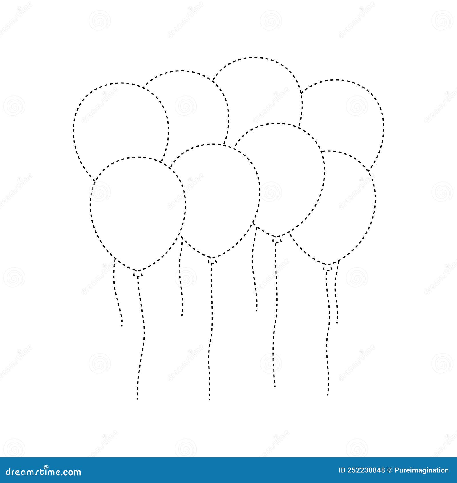 Balloon Tracing Worksheet for Kids Stock Vector - Illustration of cute ...