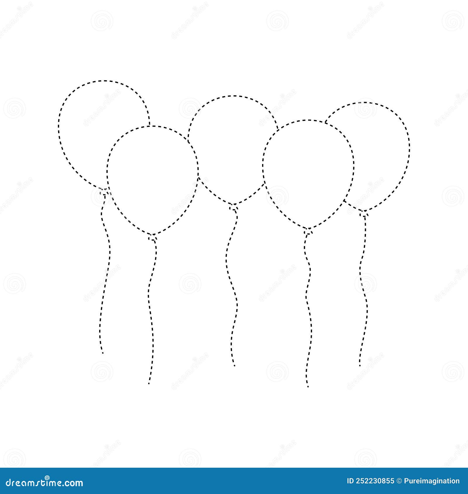 Balloon Tracing Worksheet for Kids Stock Vector - Illustration of copy ...
