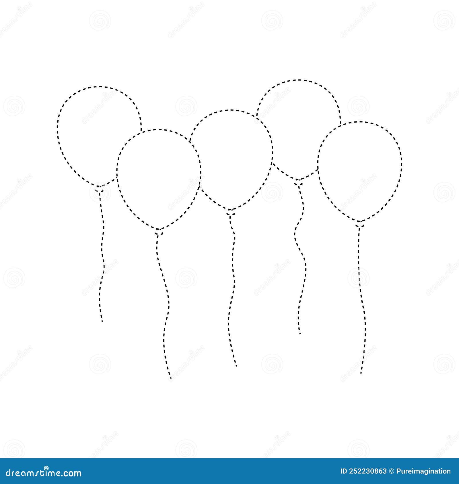 Balloon Tracing Worksheet for Kids Stock Vector - Illustration of ...