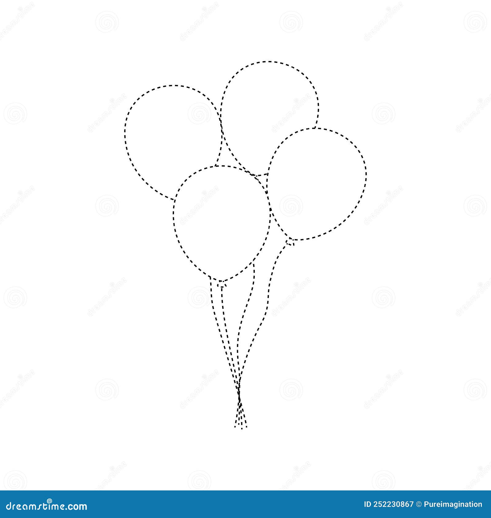Balloon Tracing Worksheet for Kids Stock Vector - Illustration of black ...