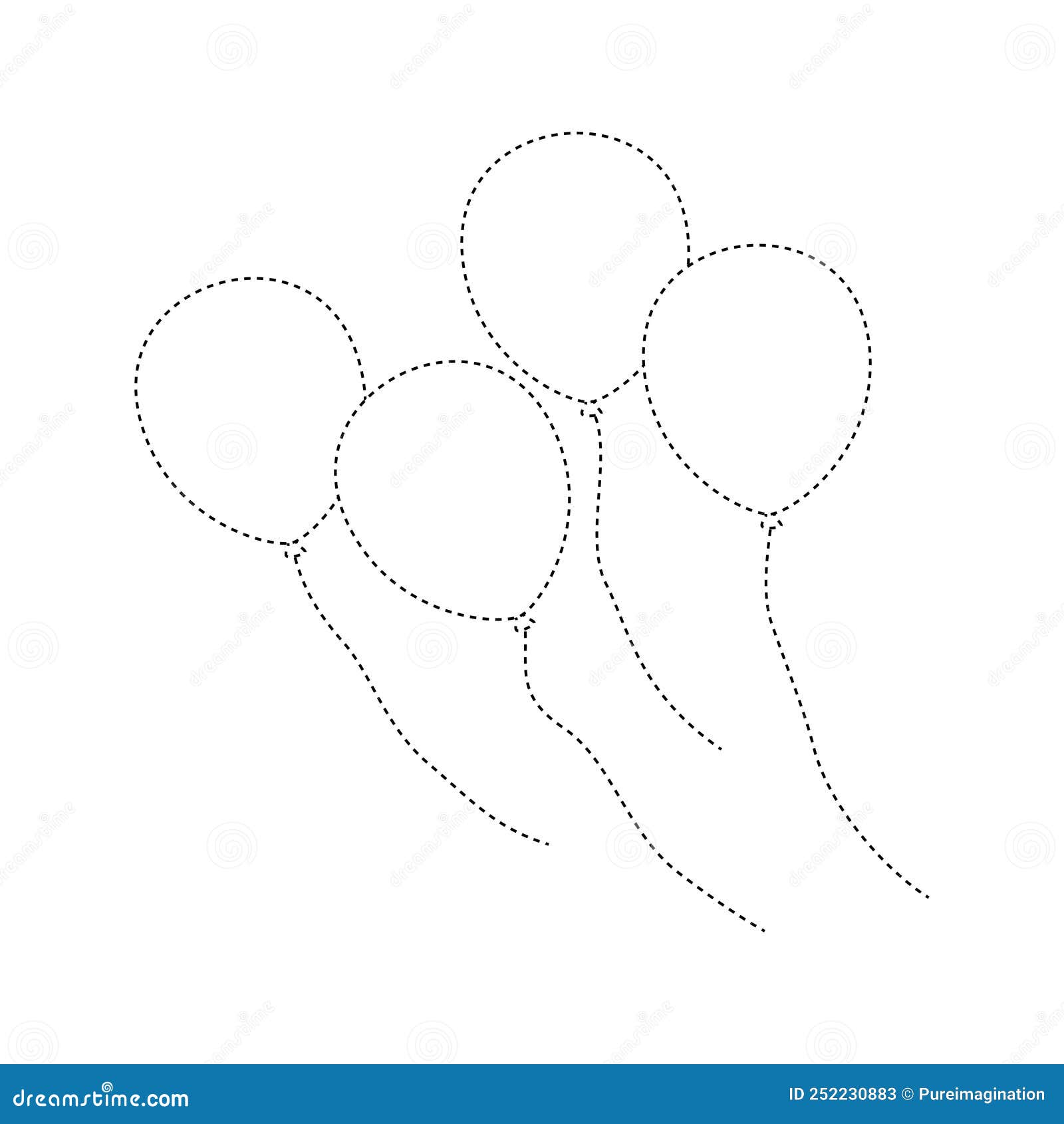 Balloon Tracing Worksheet for Kids Stock Vector - Illustration of ...