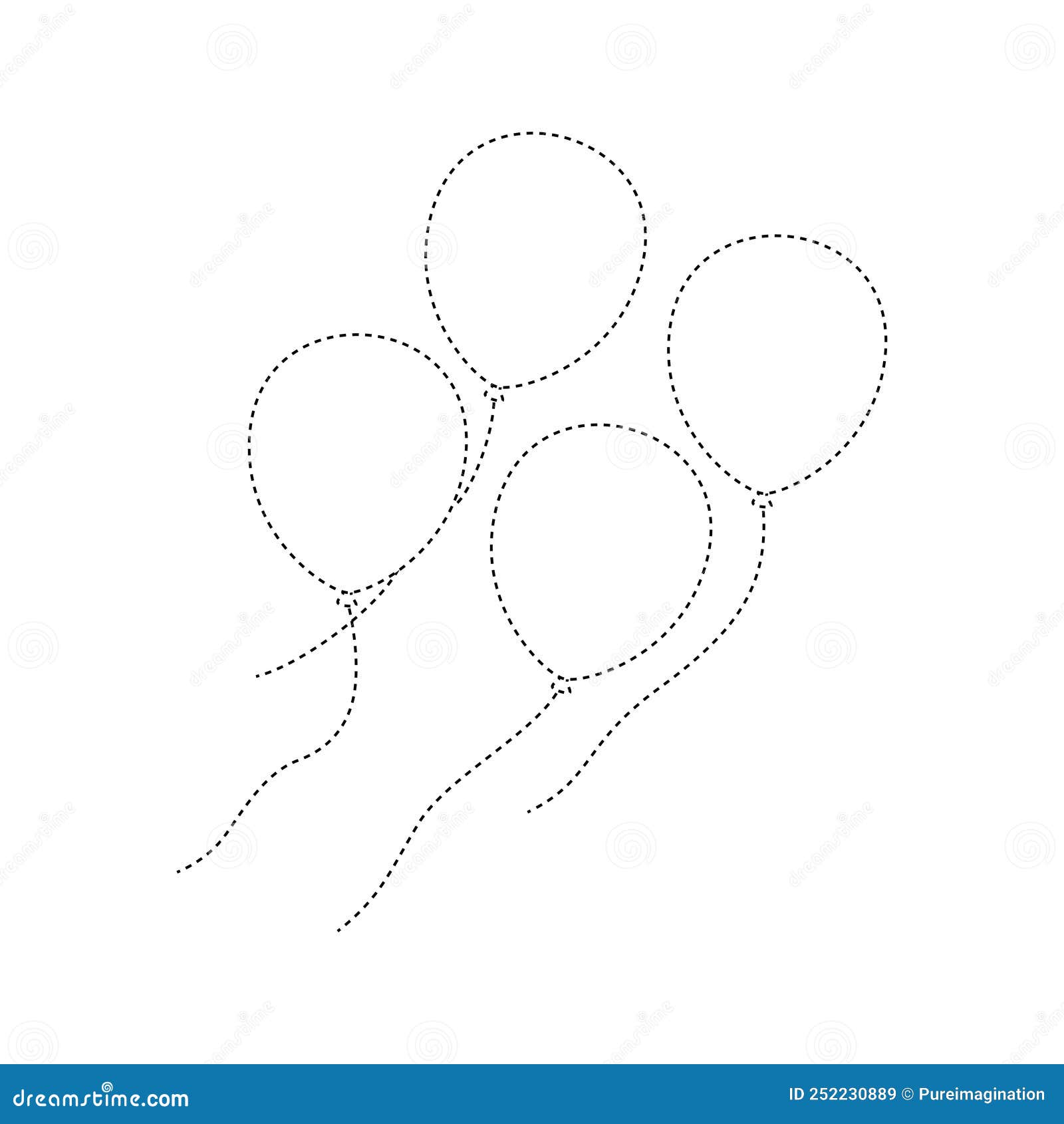 Balloon Tracing Worksheet for Kids Stock Vector - Illustration of fine ...